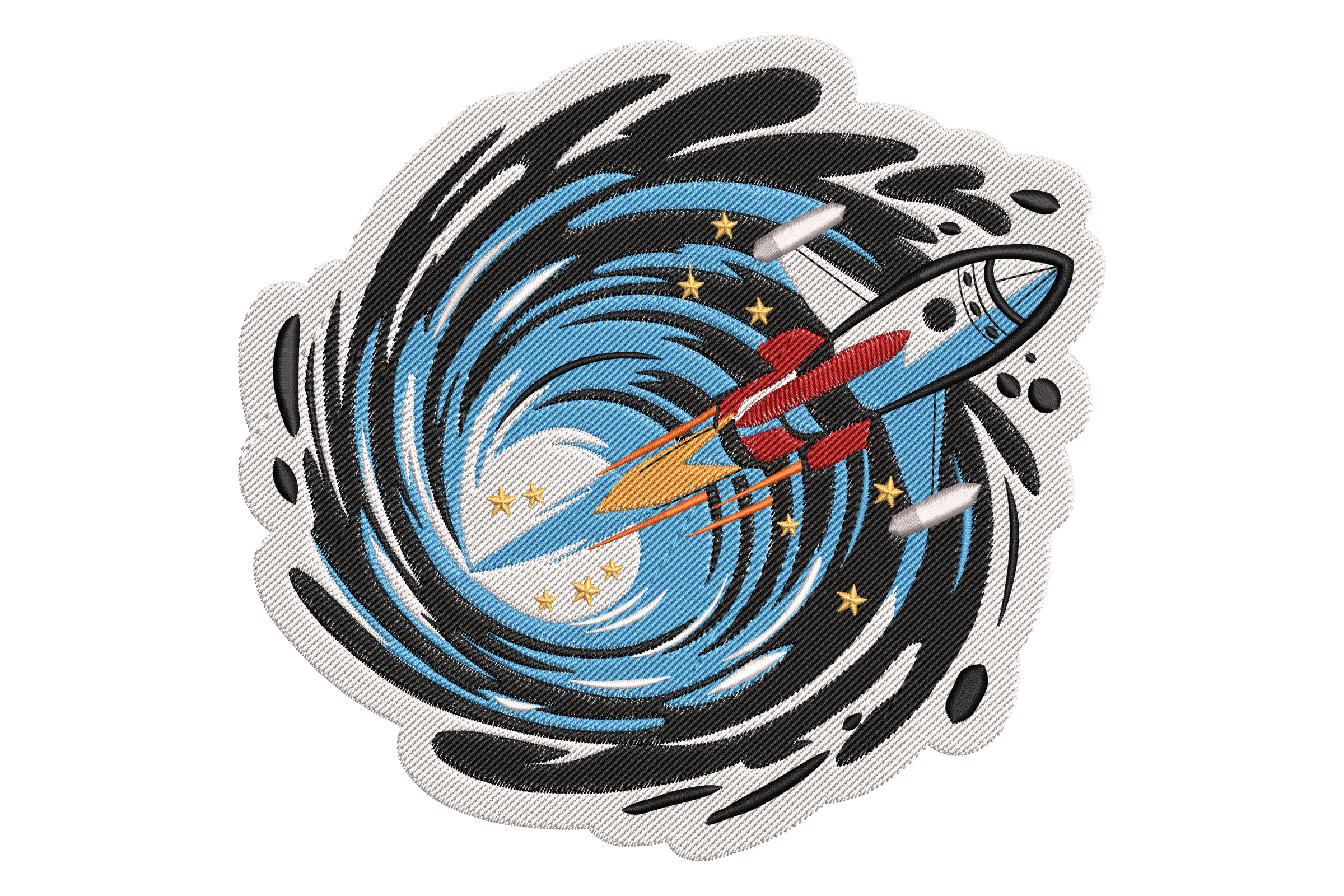 Free Rocket in Space Embroidery Design - Embroidery Lover