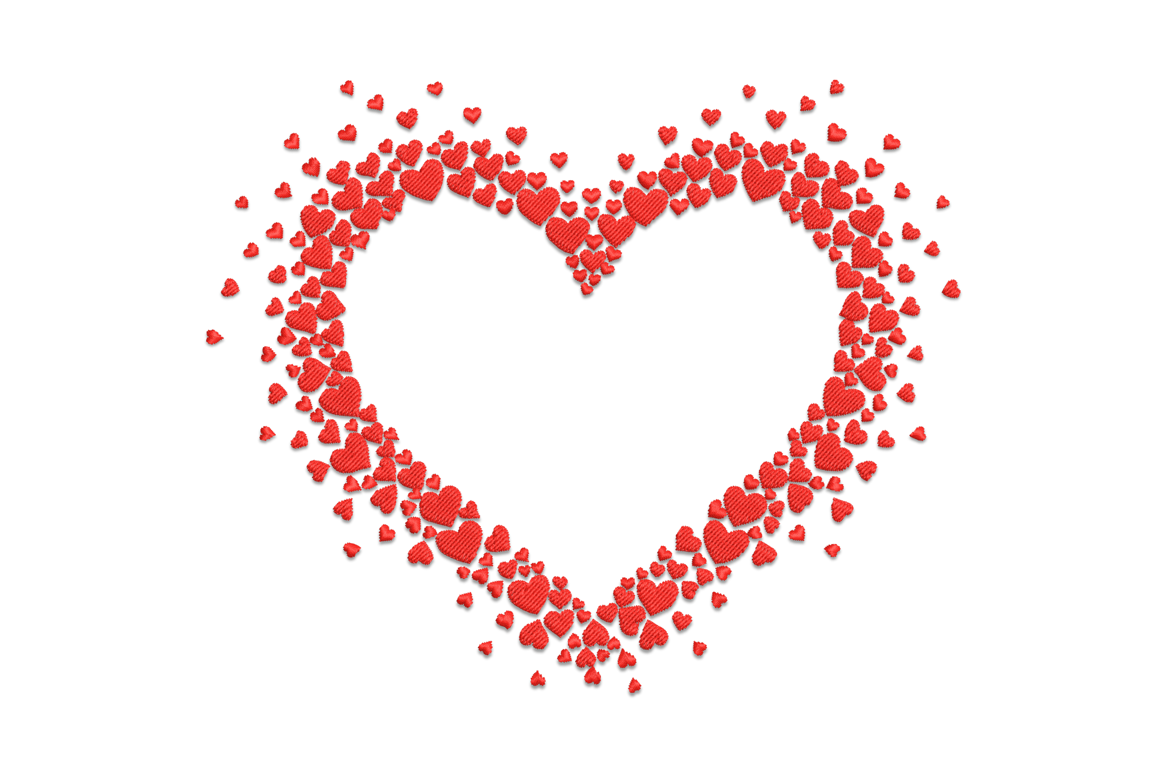 Scattered Hearts Frame Embroidery Design