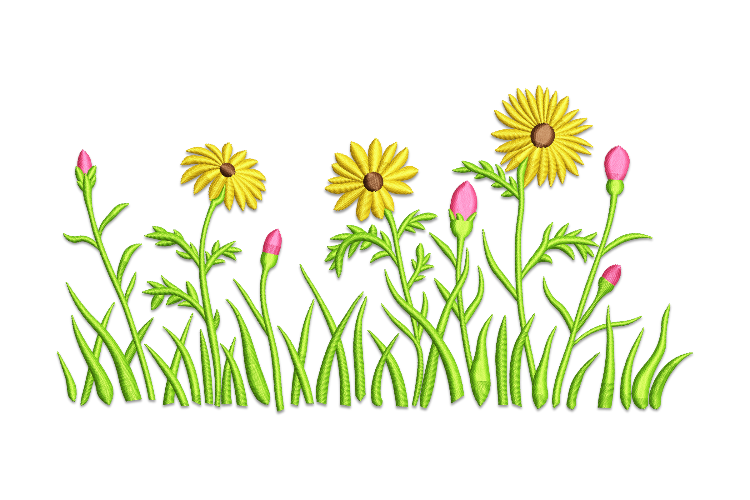 Spring Floral Border Embroidery Design