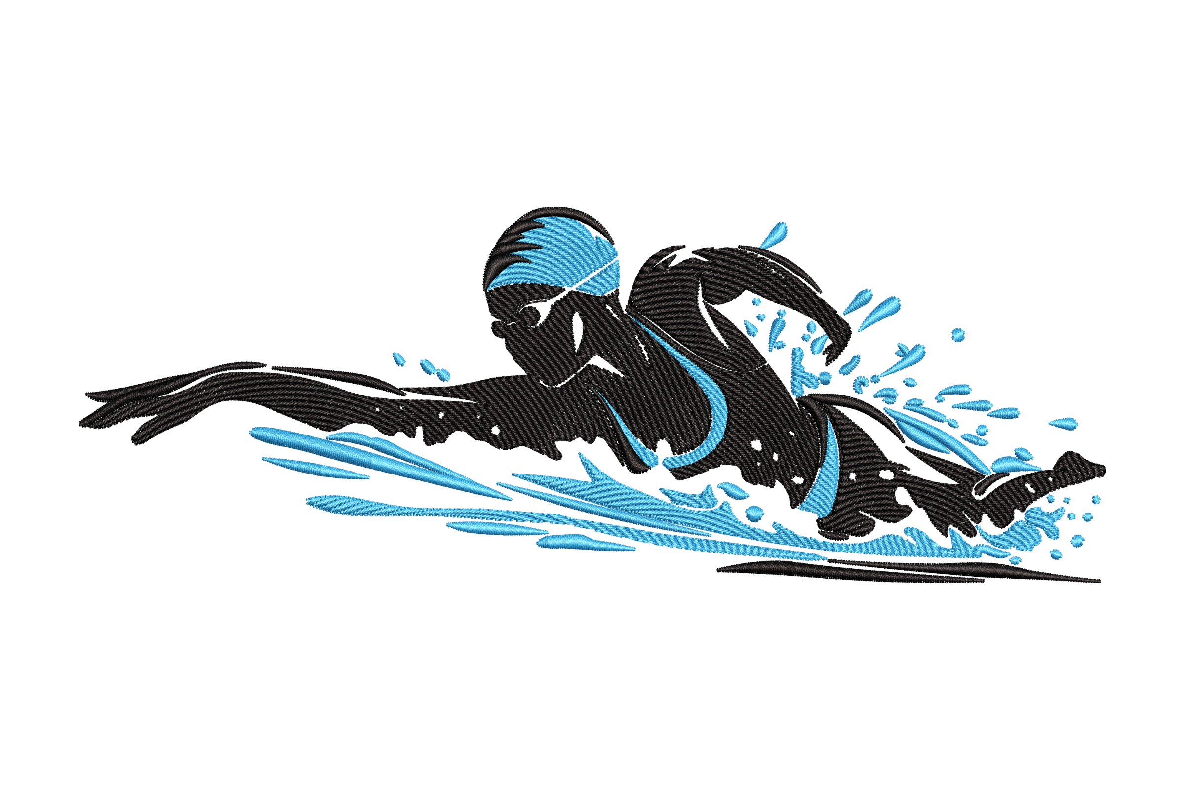 Swimmer Silhouette Embroidery Design