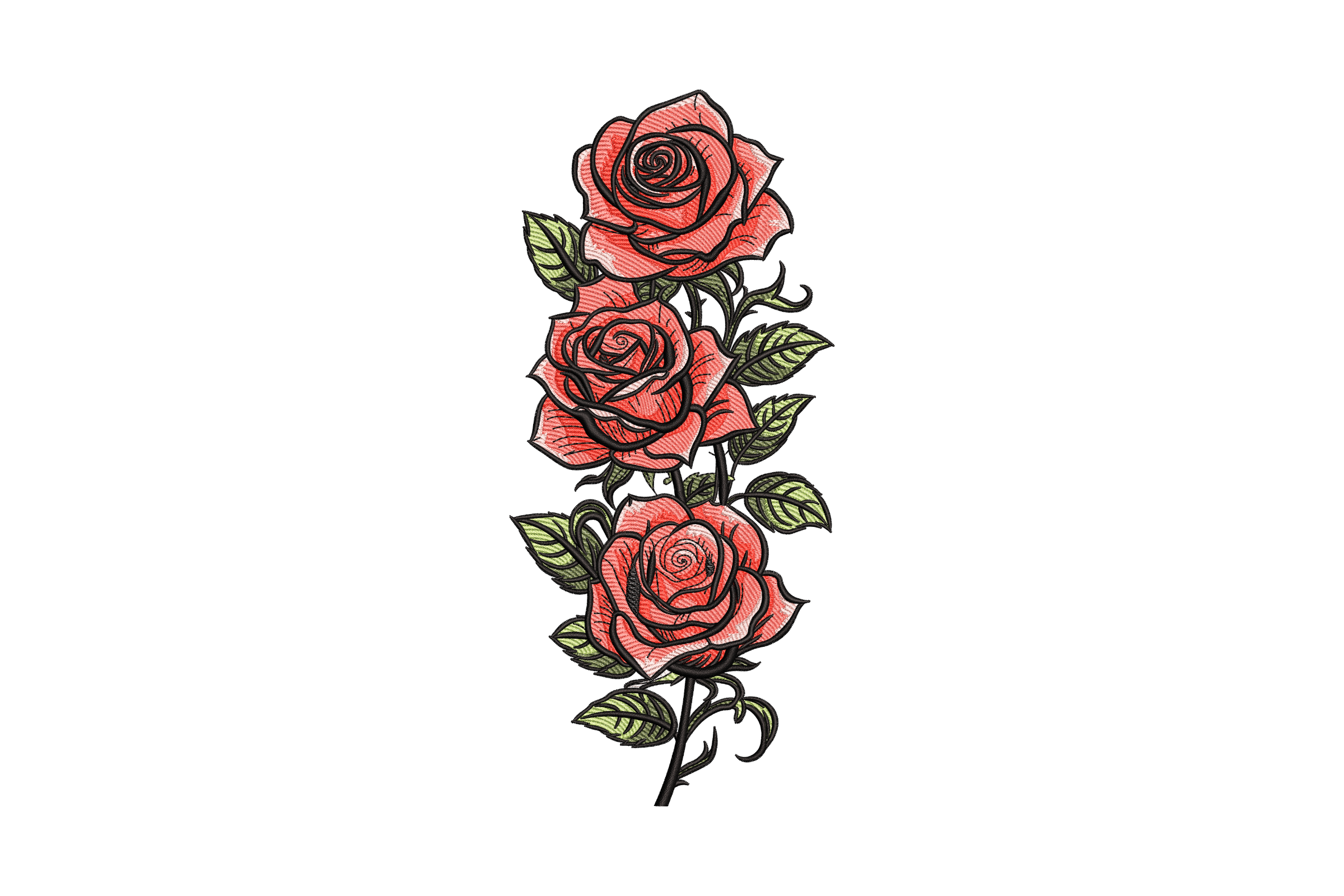 Three Roses Embroidery Design