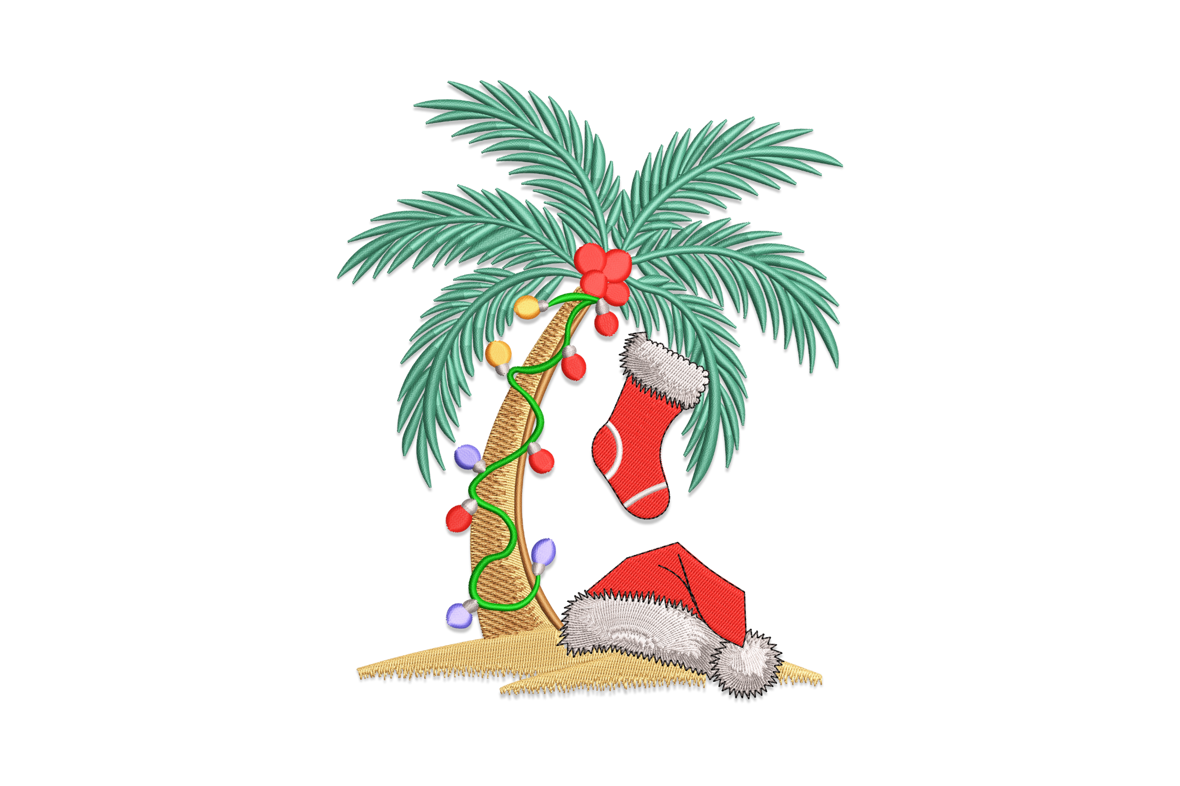 Tropical Christmas Palm Tree Embroidery Design