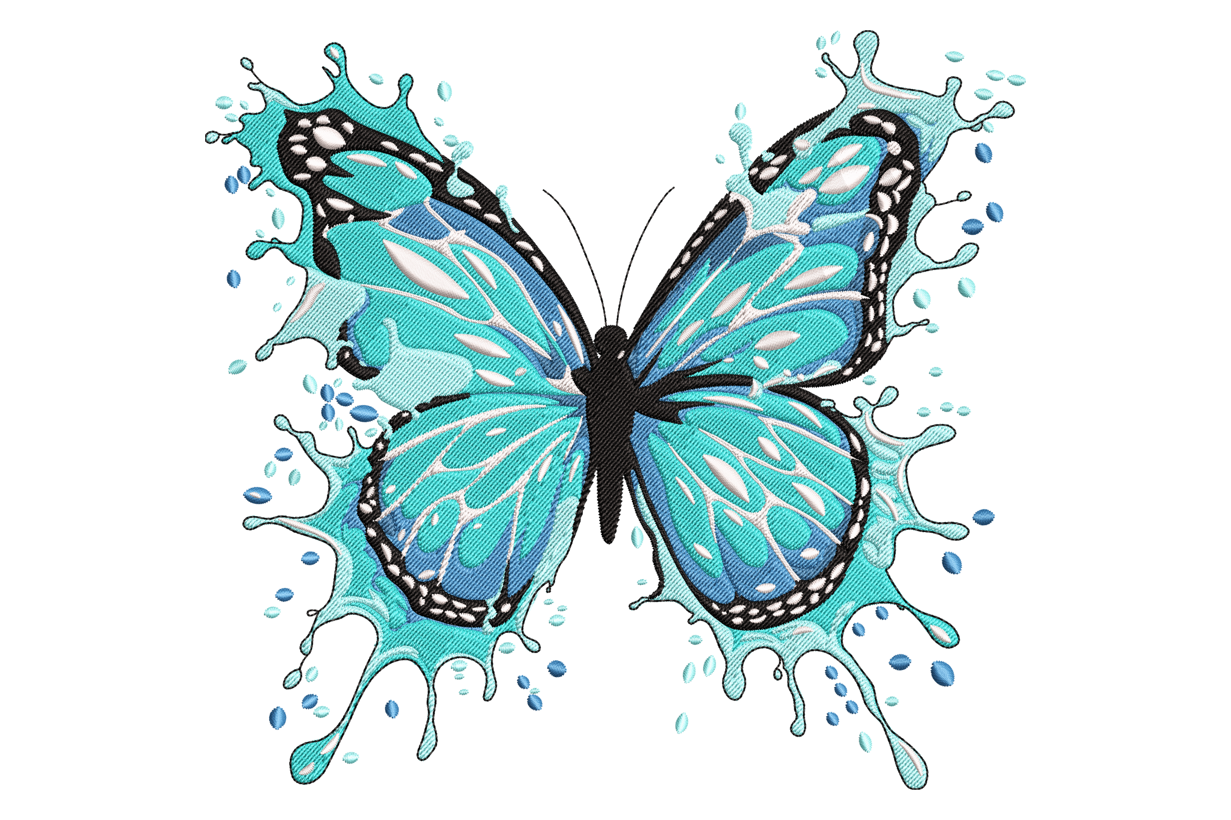 Free Water Splash Butterfly Embroidery Design
