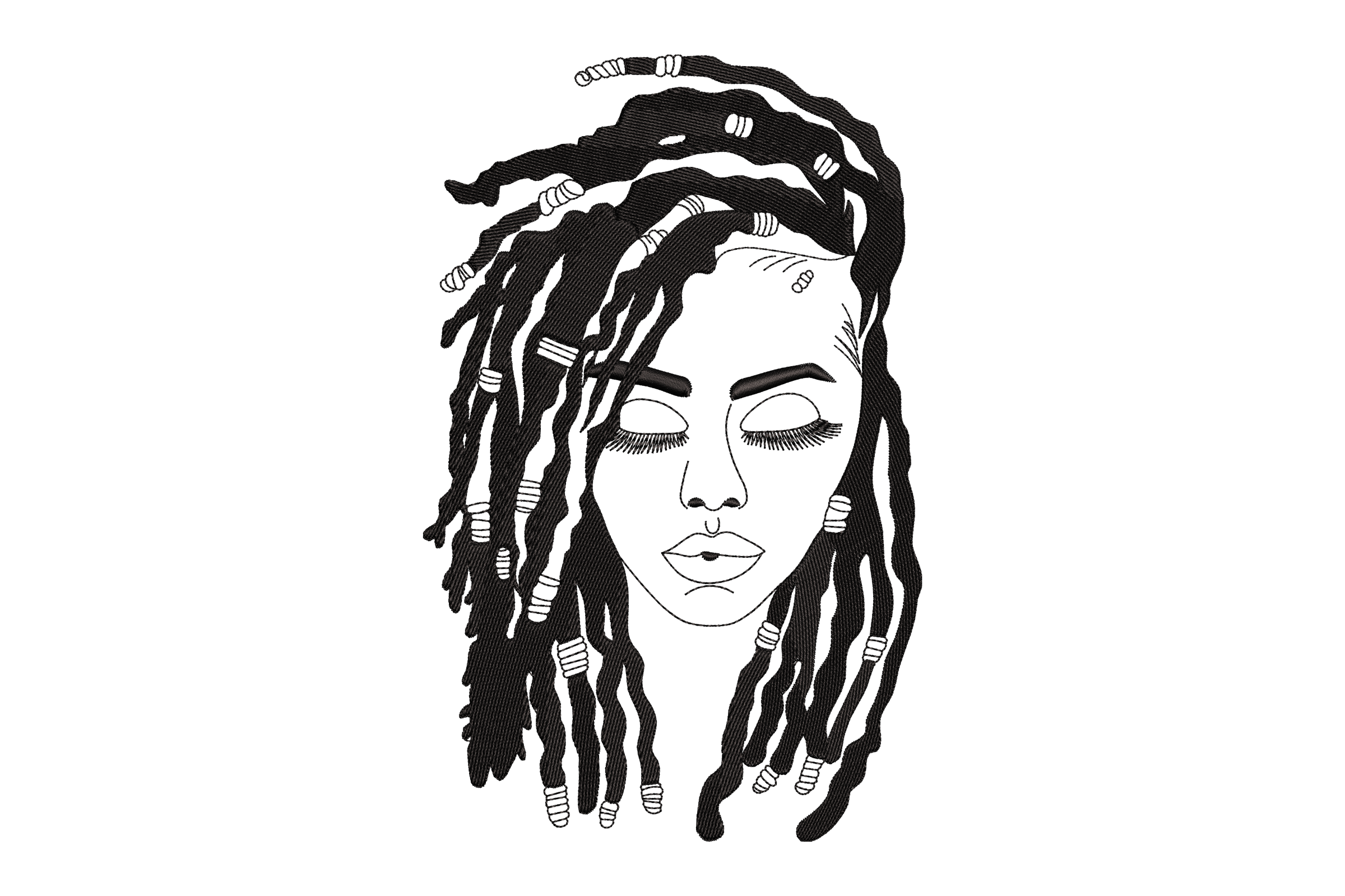 Woman with Locs Embroidery Design