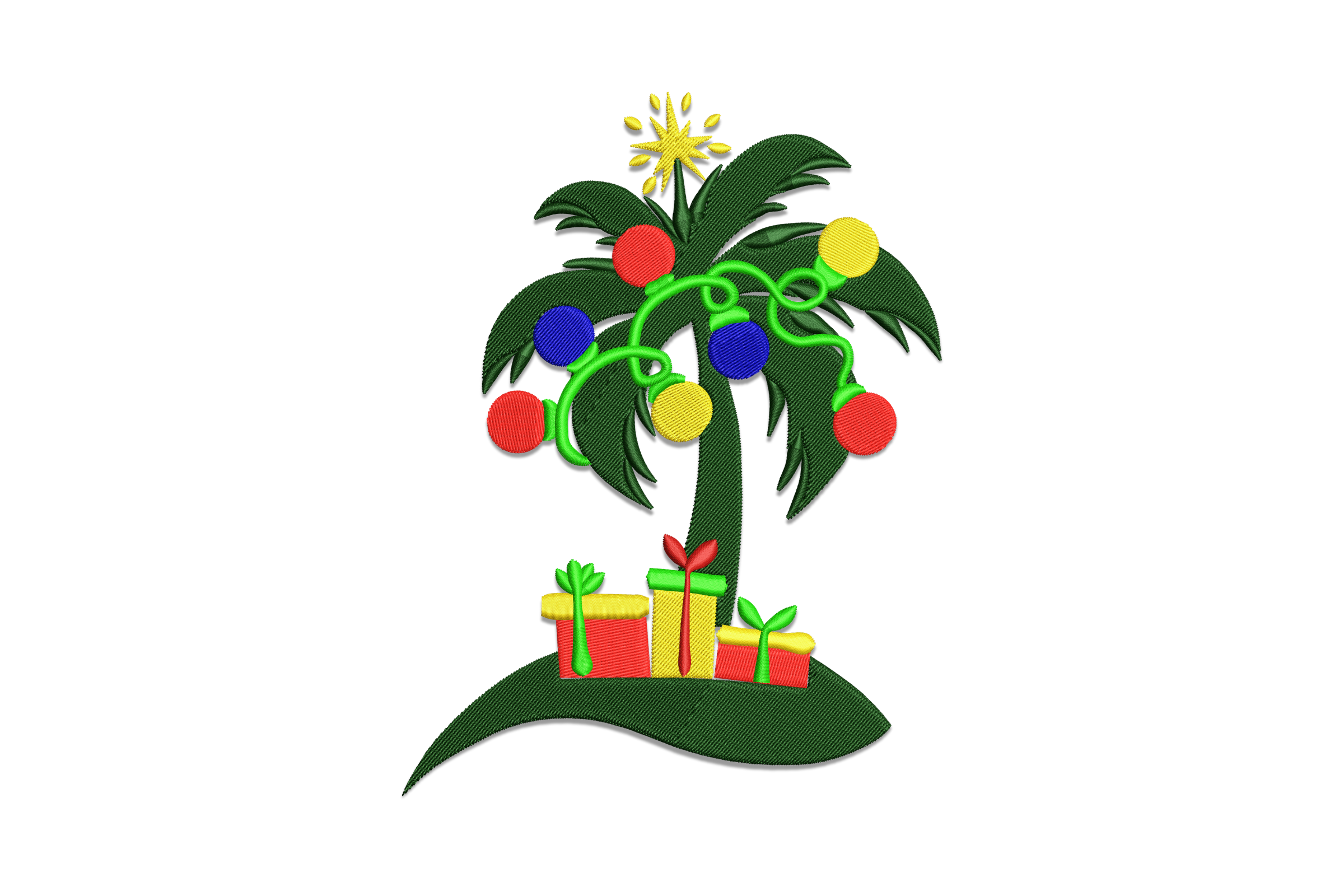 Tropical Christmas Palm Tree Machine Embroidery Design