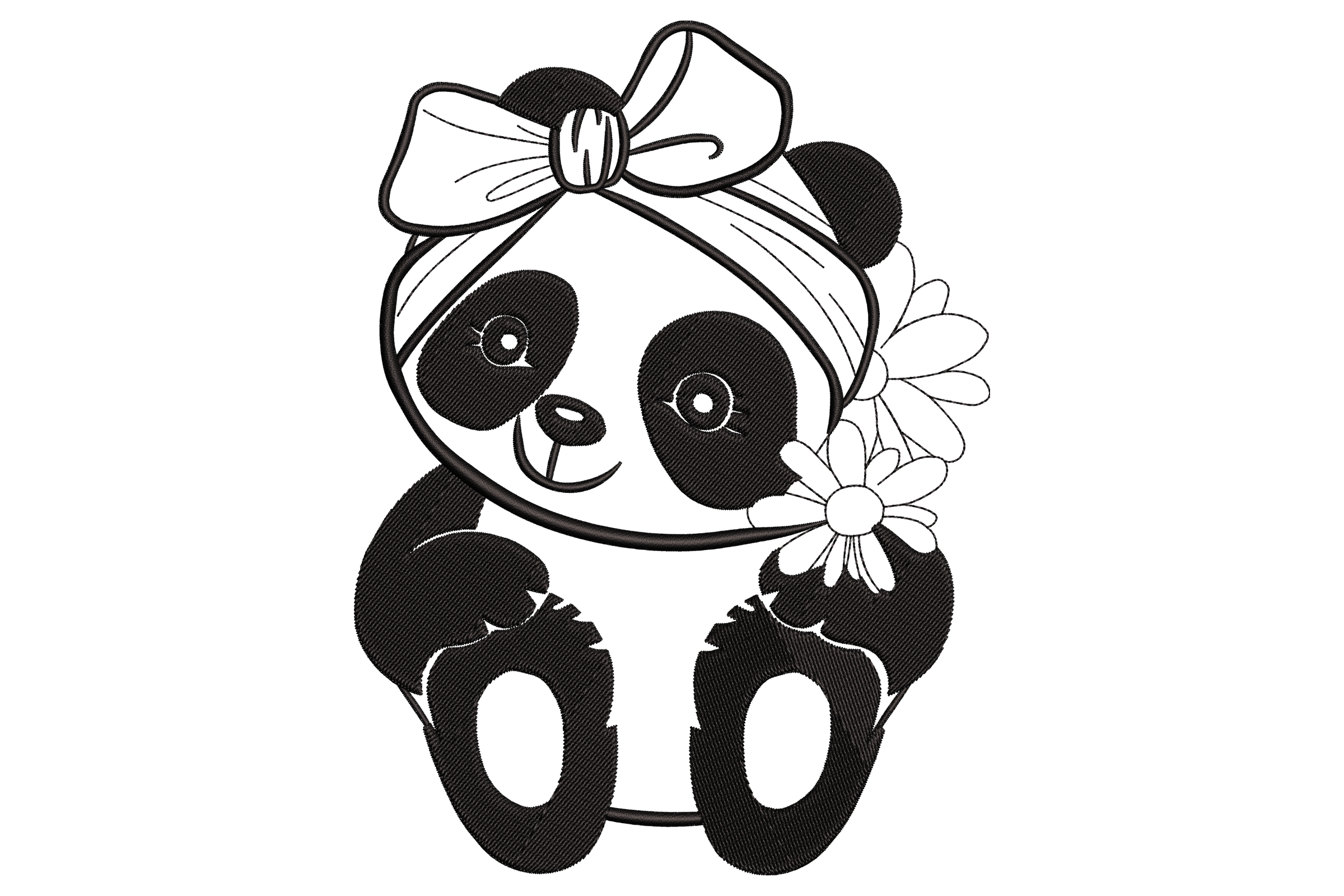 Cute Girl Panda Embroidery Design – Playful & Adorable