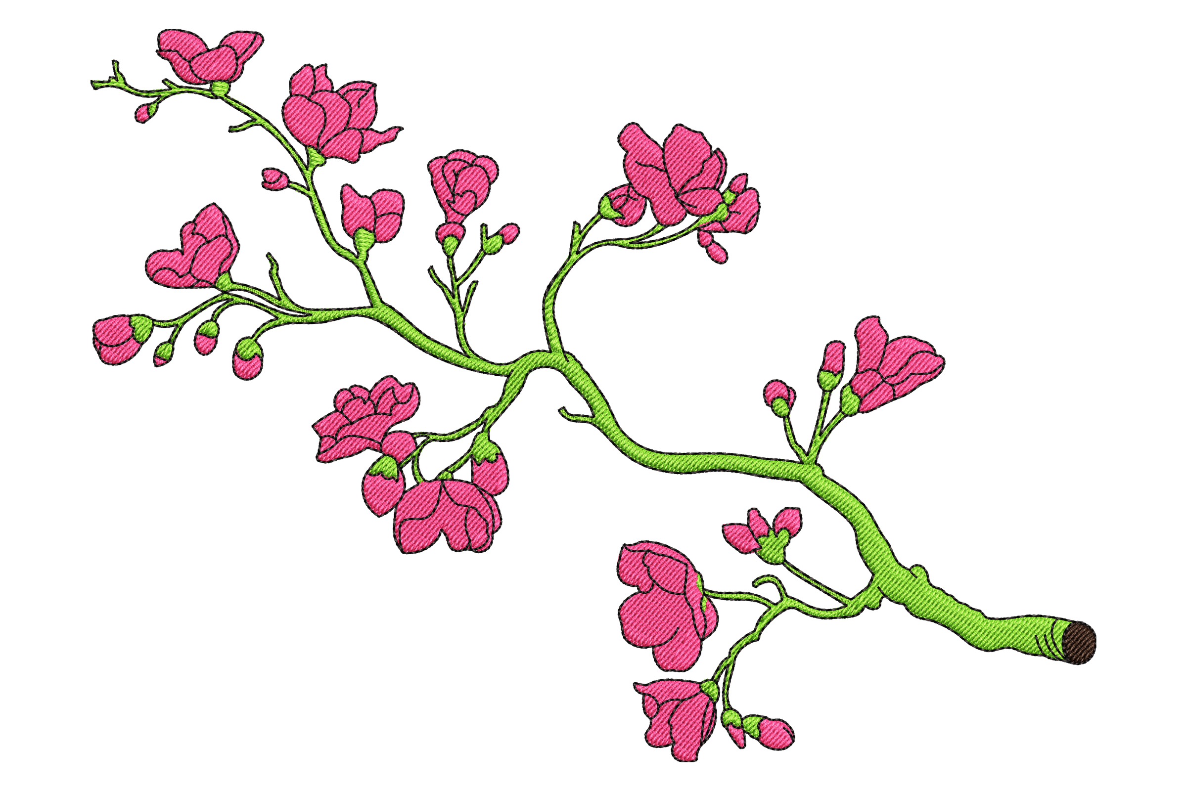 Elegant Cherry Blossom Branch Embroidery Design