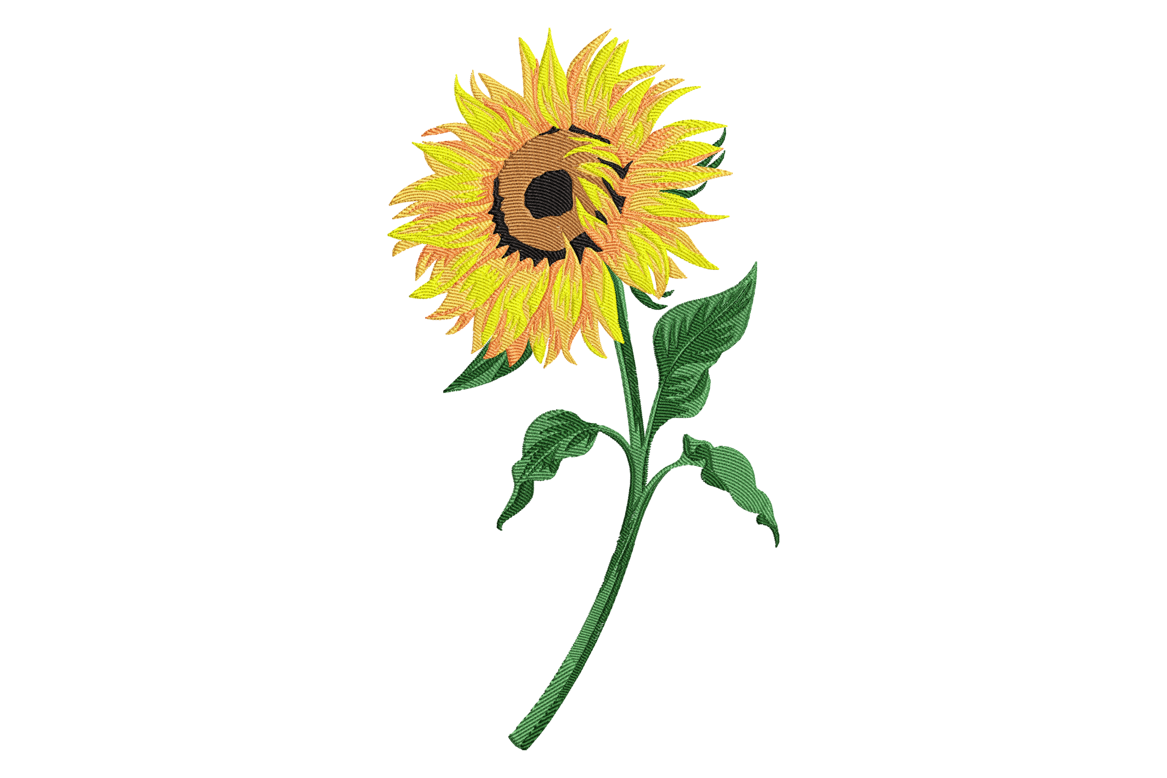 Elegant Sunflower Stem Embroidery Design – Bright & Refined