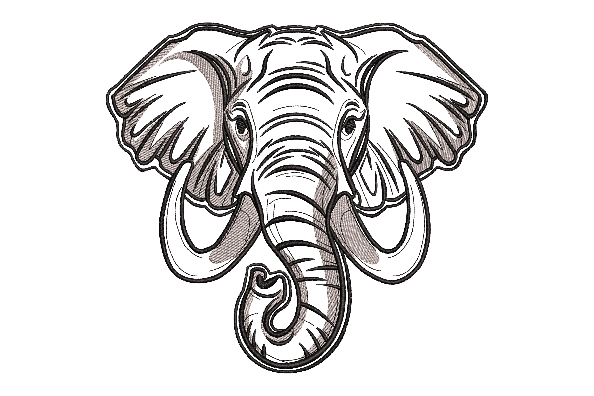 Elephant Head Machine Embroidery Design