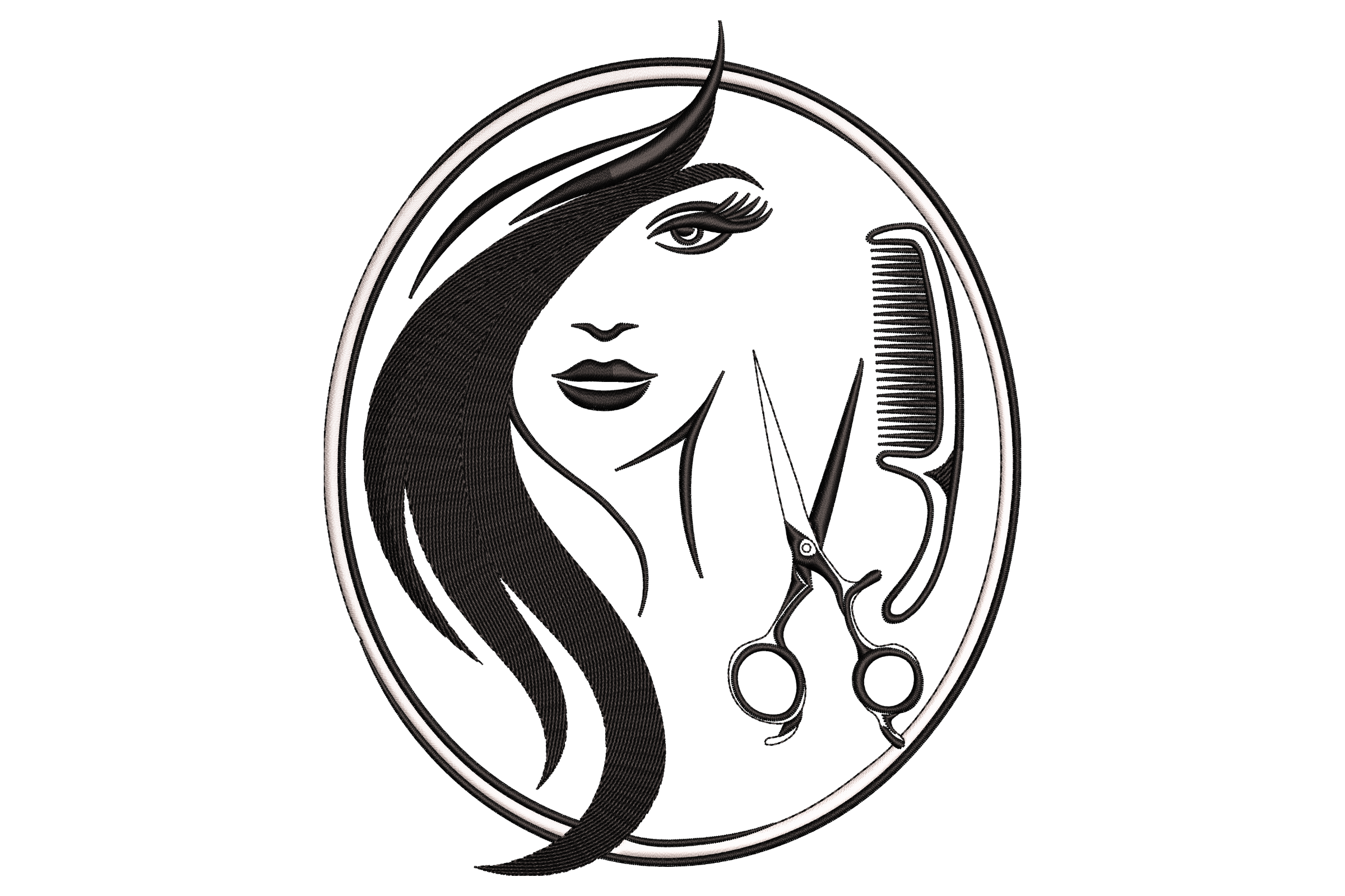Hair Salon Lady Embroidery Design – Stylish & Artistic
