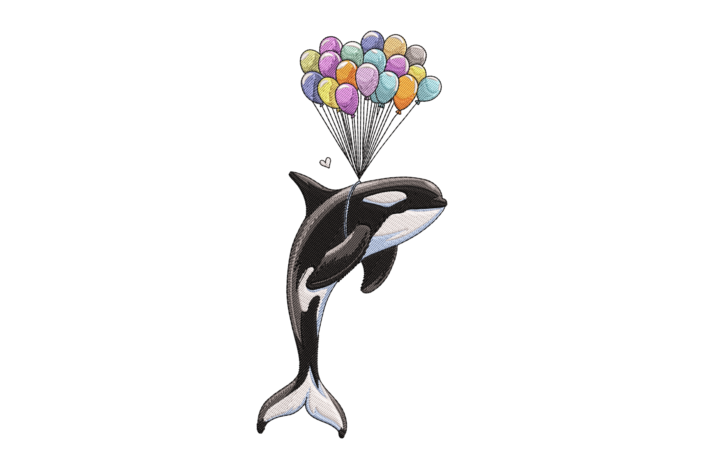 Orca with Balloons Embroidery Design
