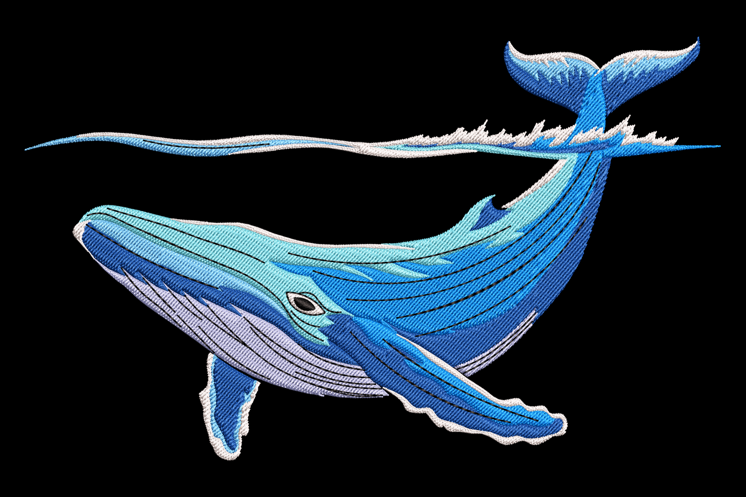 Free Ocean Giant Blue Whale Embroidery Design
