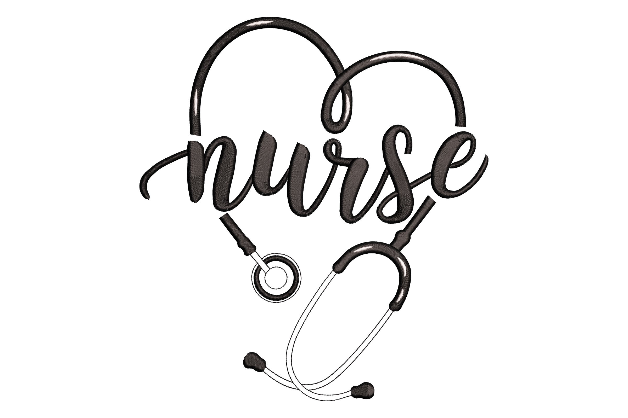 Nurse Heart Stethoscope Embroidery Design