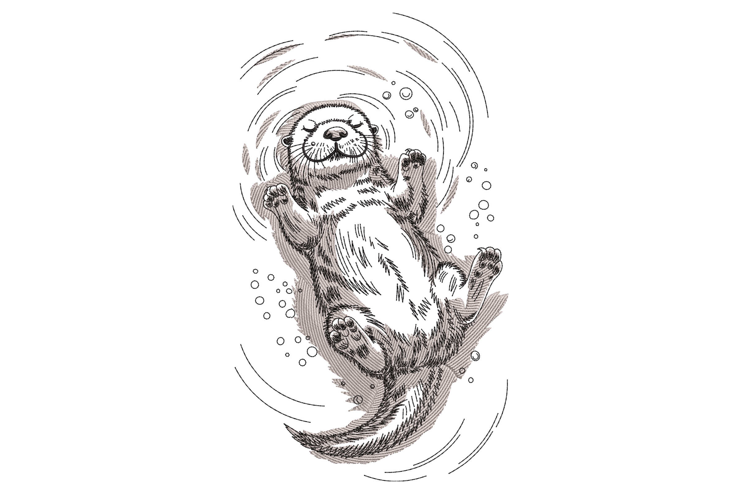 Free Relaxing Otter Embroidery Design - Embroidery Lover