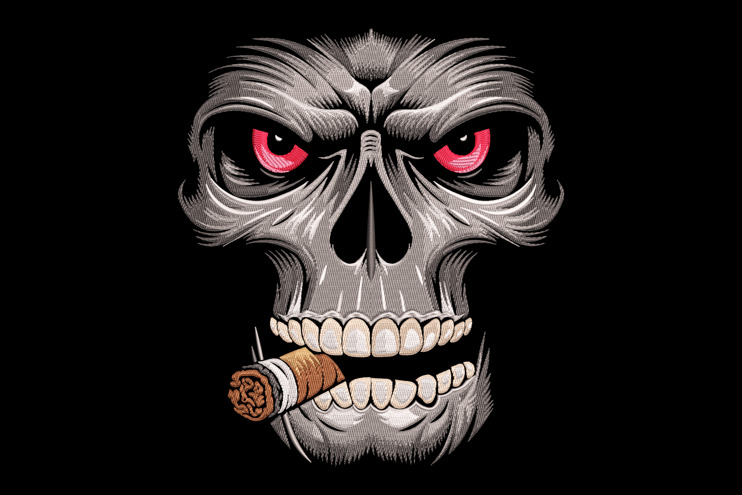 Smoking Skull Embroidery Design