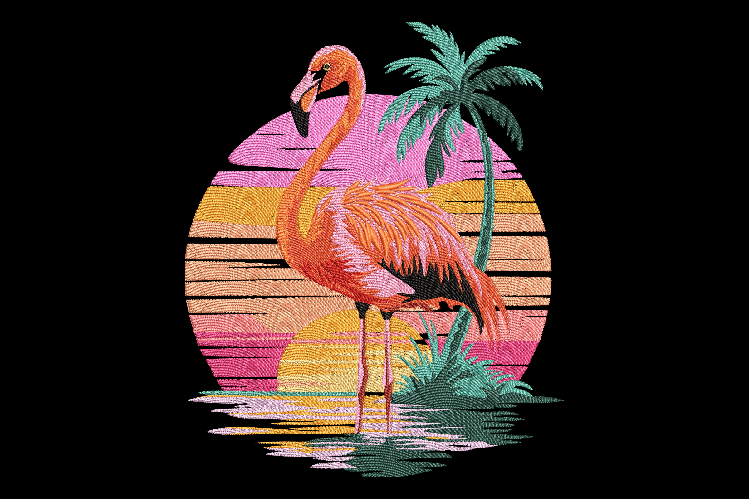 Sunset Flamingo Machine Embroidery Design