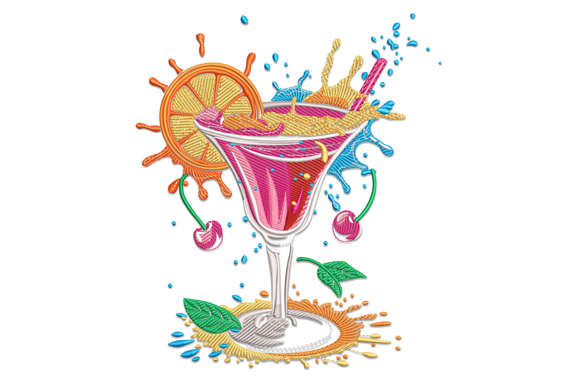 Free Tropical Cocktail Embroidery Design - Embroidery Lover