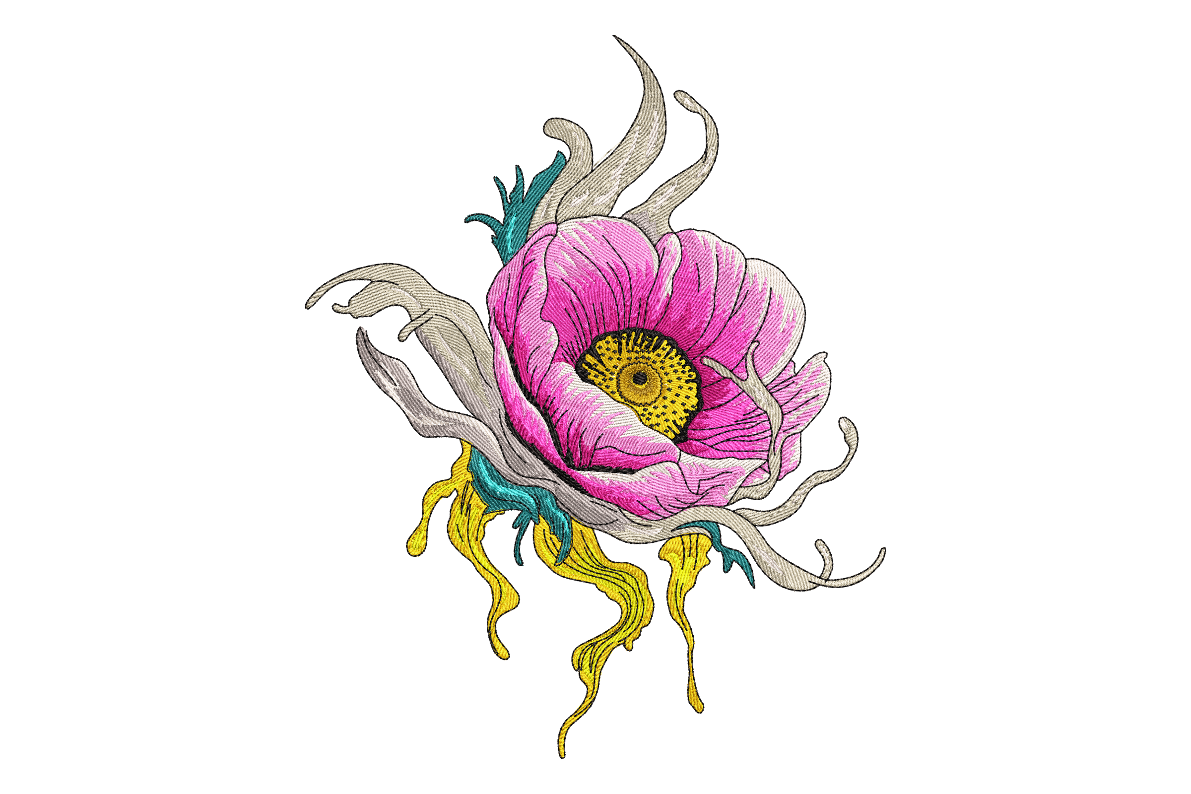 Wild Bloom Embroidery Design – Vibrant & Natural