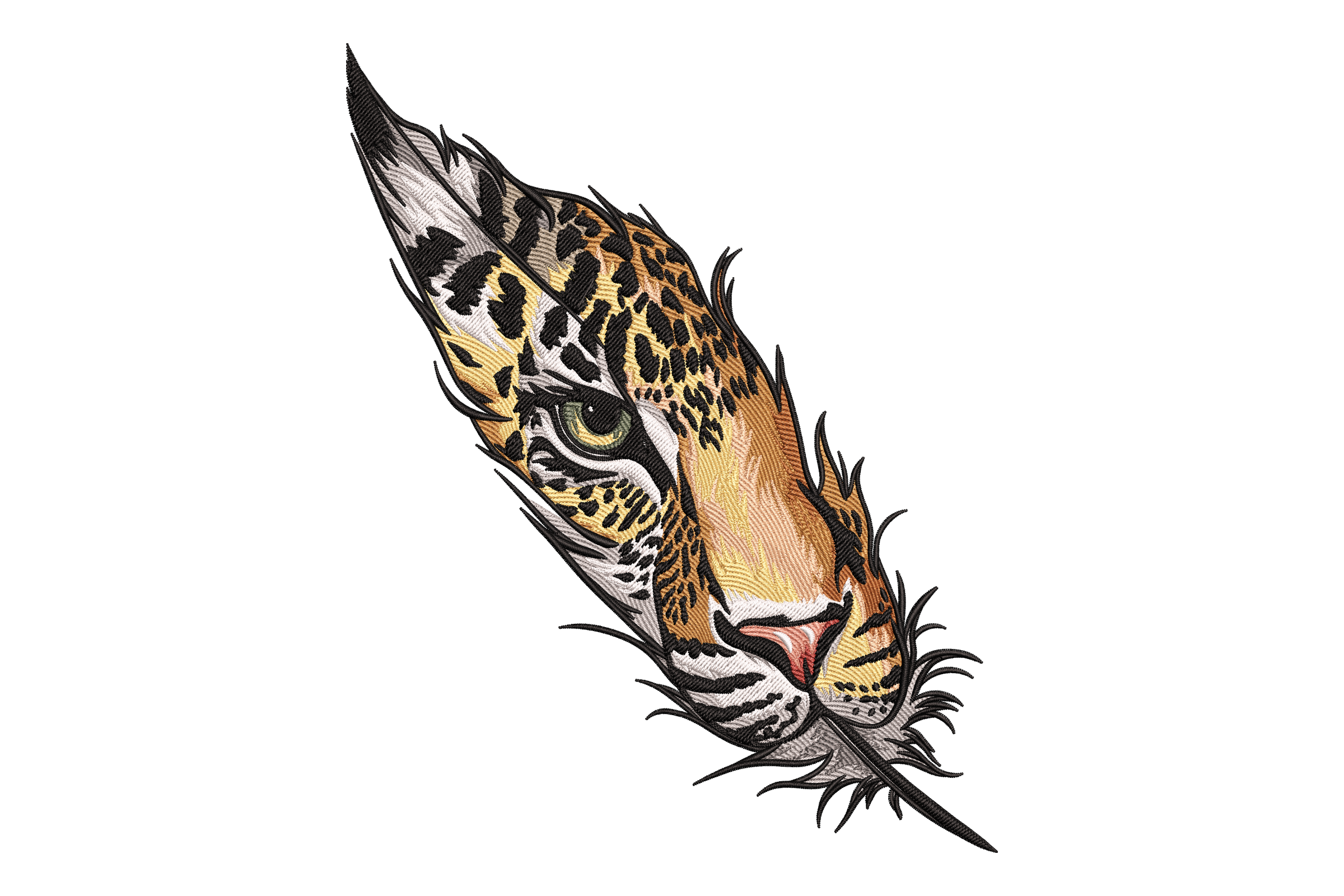 Leopard in Feather Embroidery Design