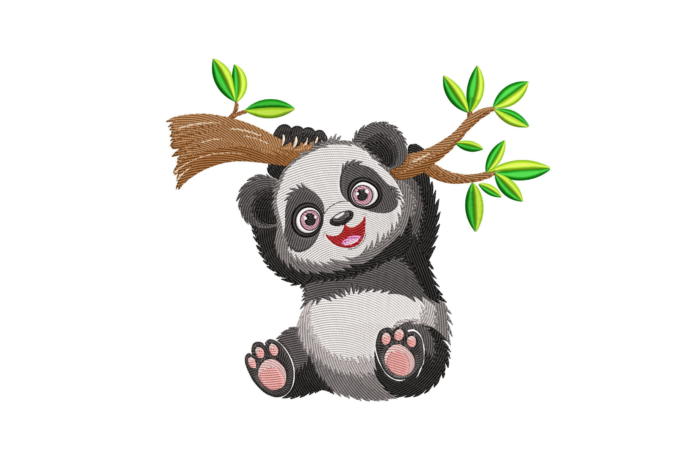 Cute Hanging Panda Embroidery Design – Adorable & Playful