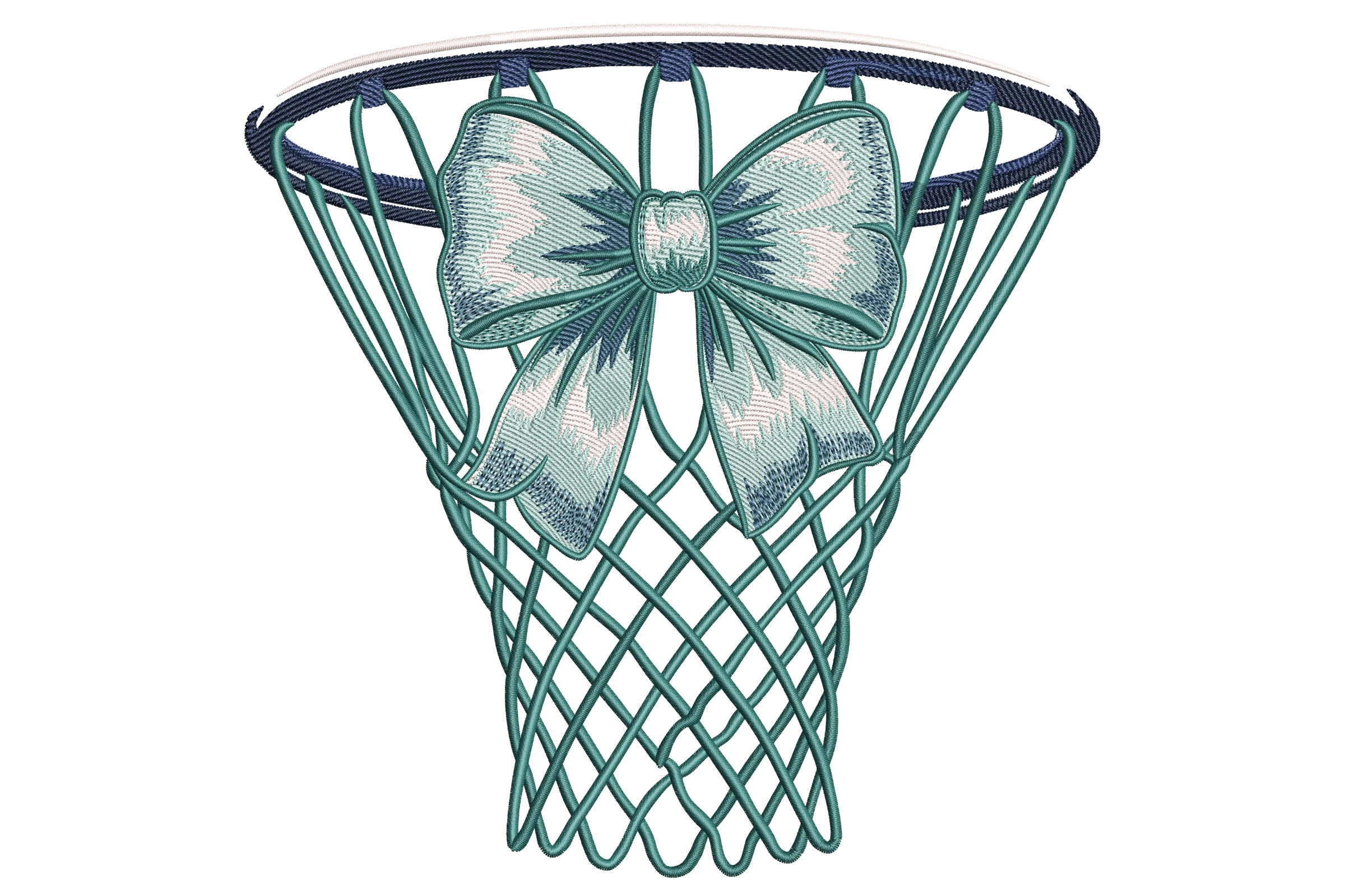 Basketball Hoop with Bow Embroidery Design