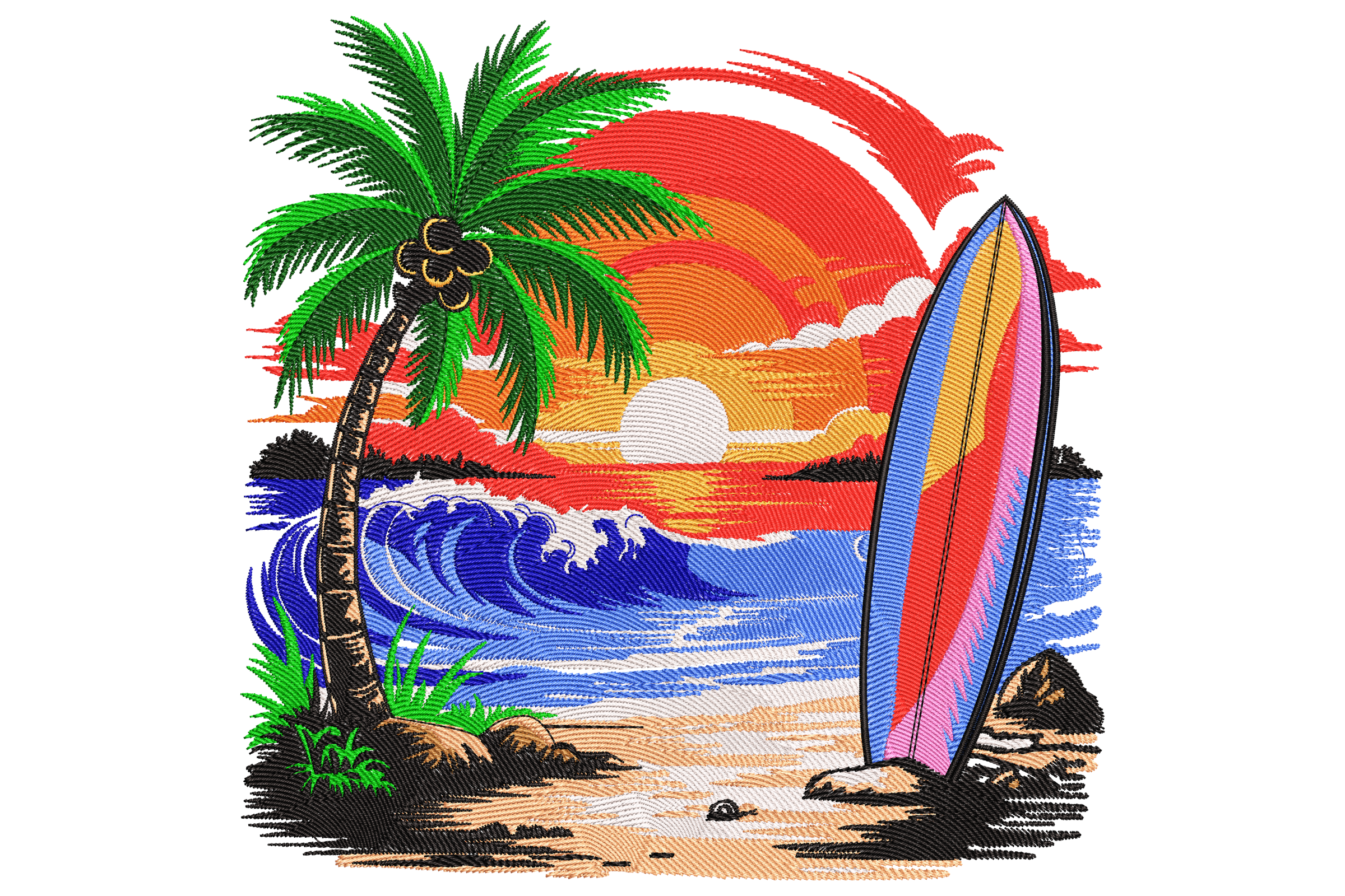 Free Beach Sunset Embroidery Design - Embroidery Lover