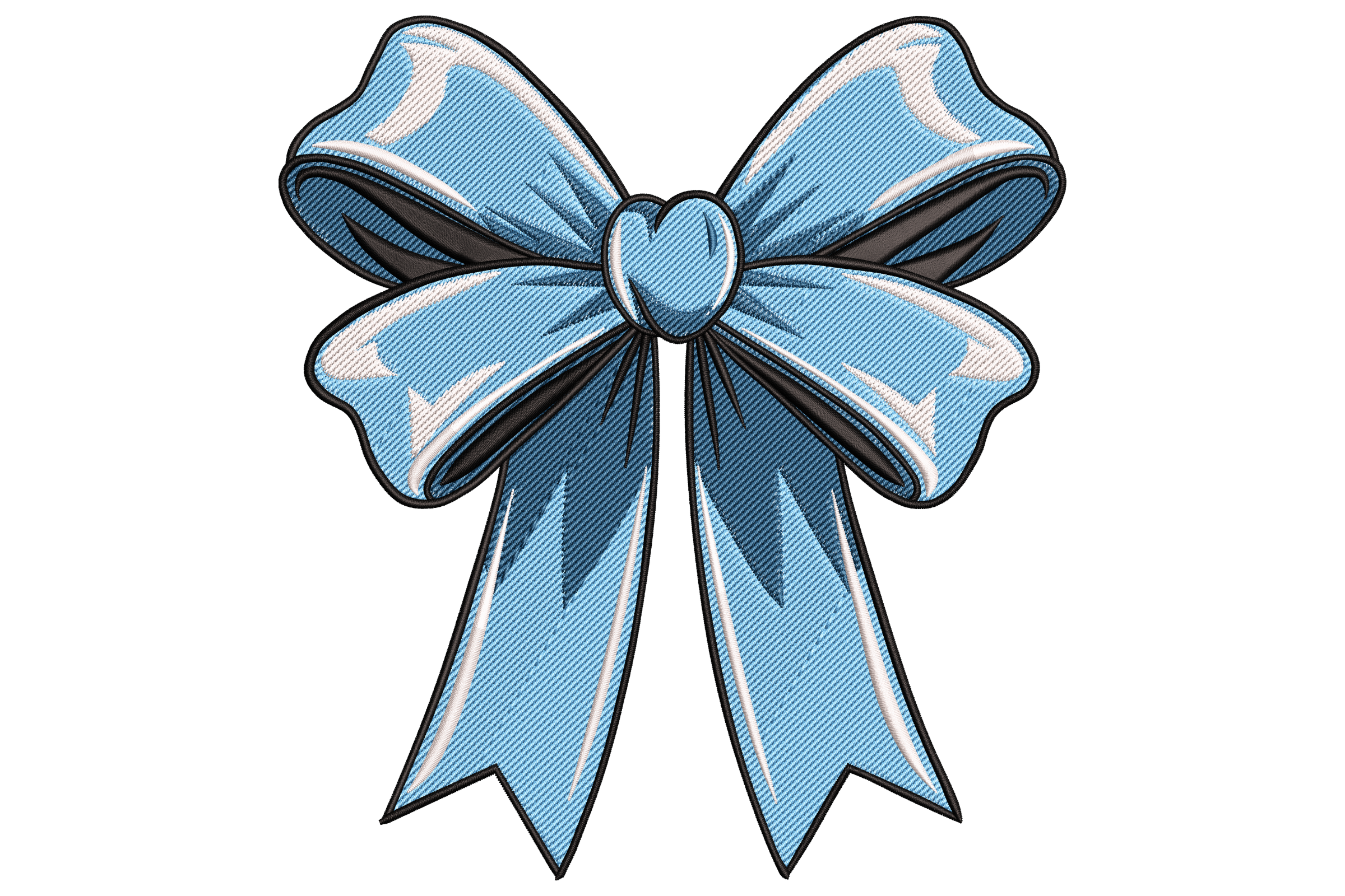 Blue Ribbon Bow Embroidery Design – Elegant & Charming