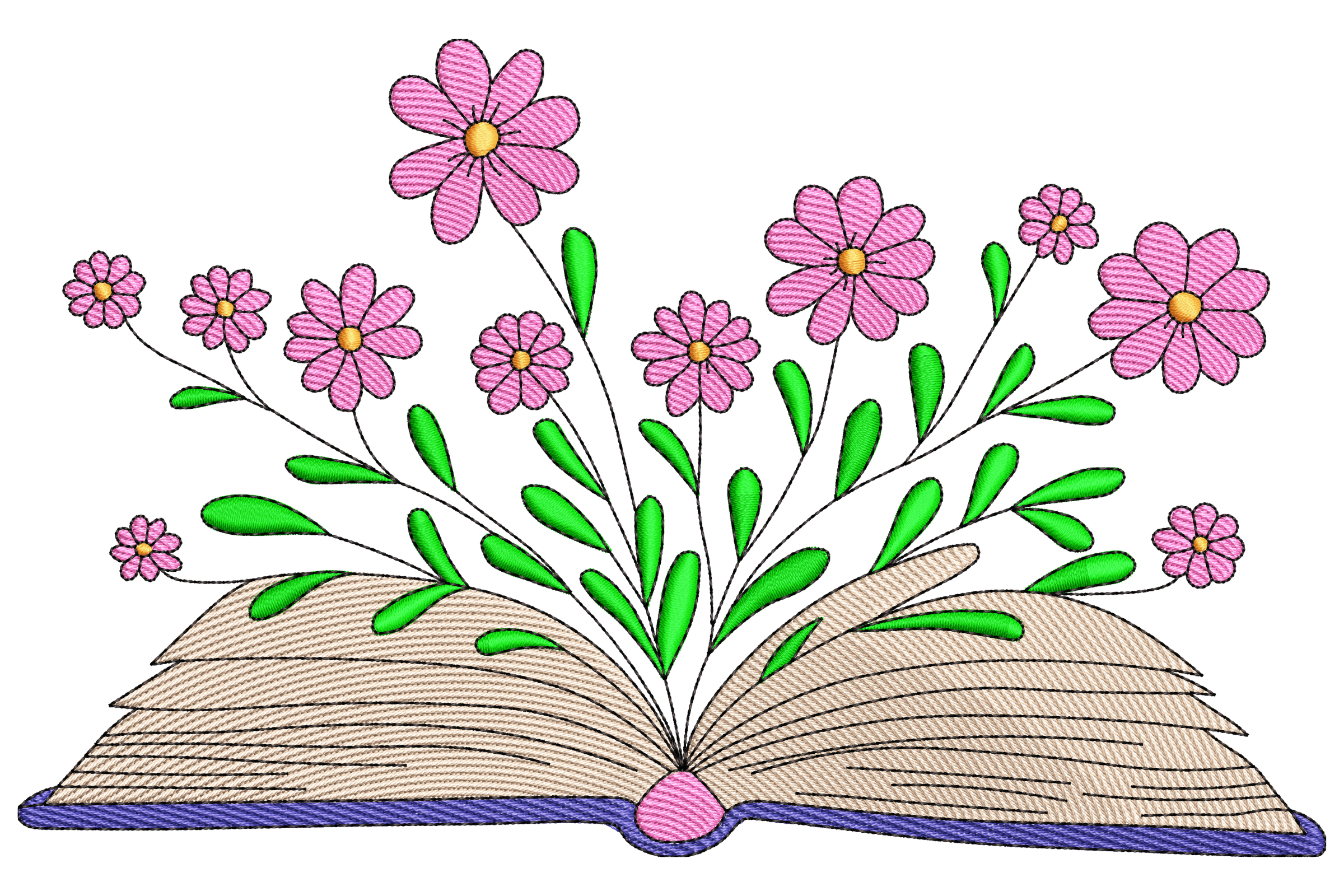 Free Book with Flowers Embroidery Design - Embroidery Lover