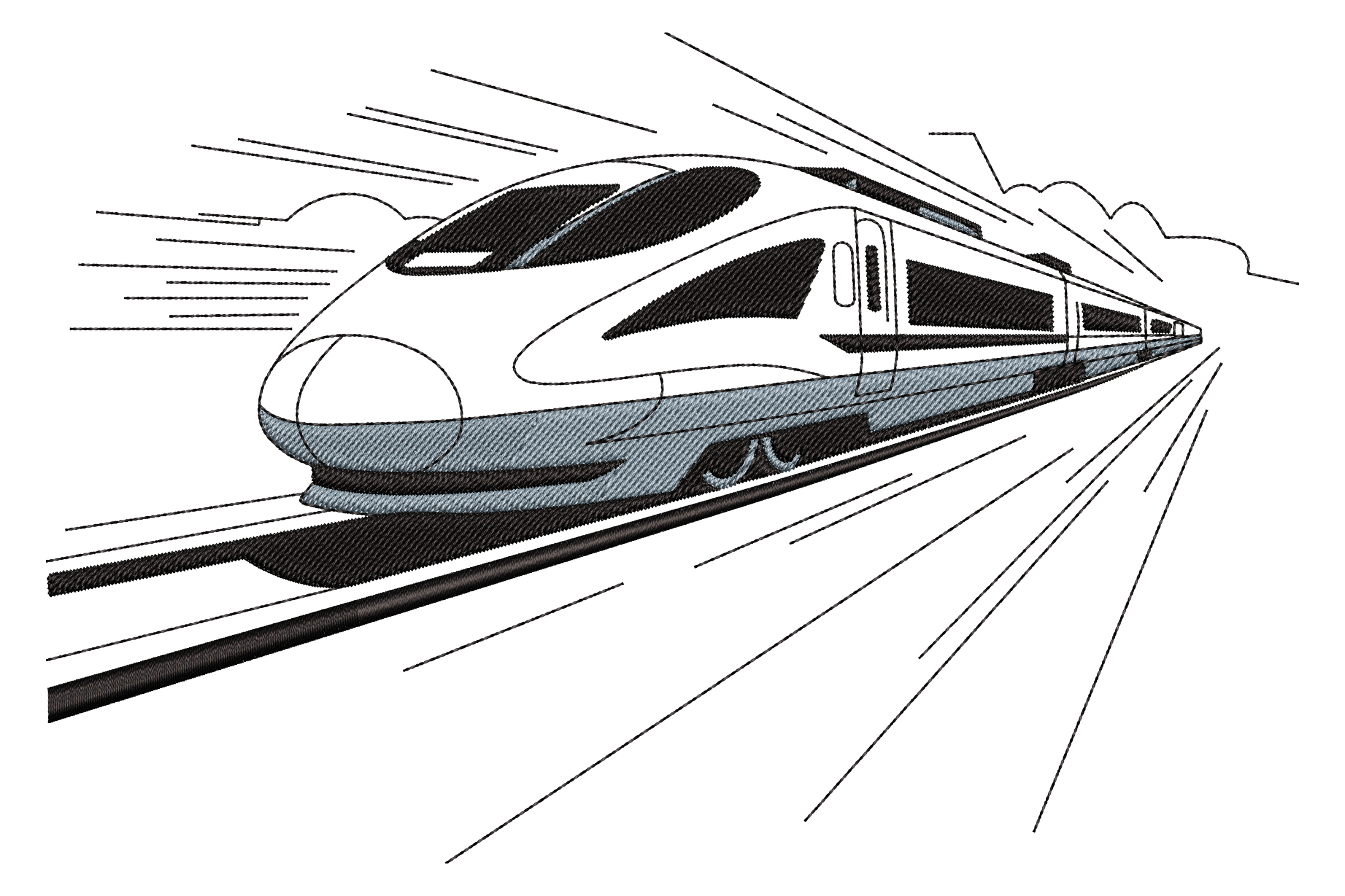 Free Bullet Train Embroidery Design - Embroidery Lover