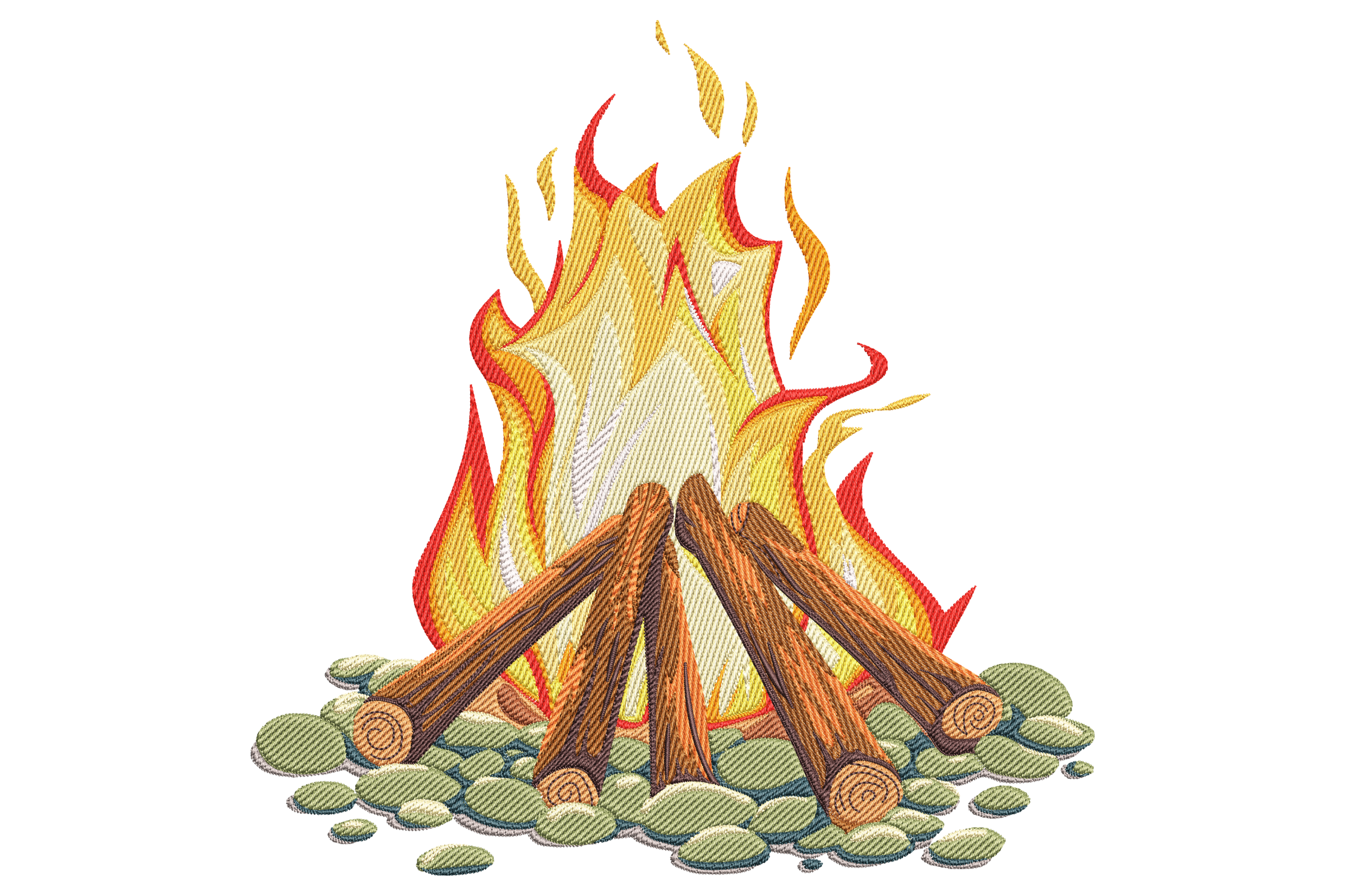 Campfire Flame Embroidery Design – Warm & Cozy