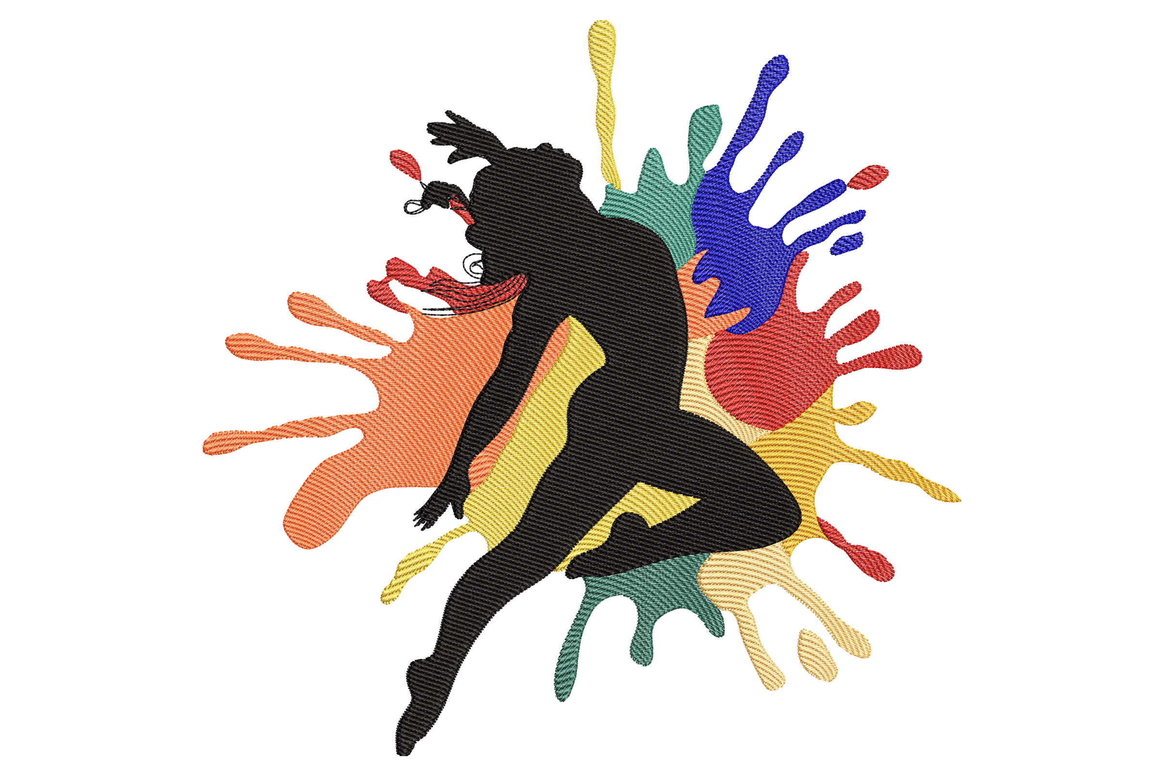 Free Color Splash Dance Embroidery Design - Embroidery Lover