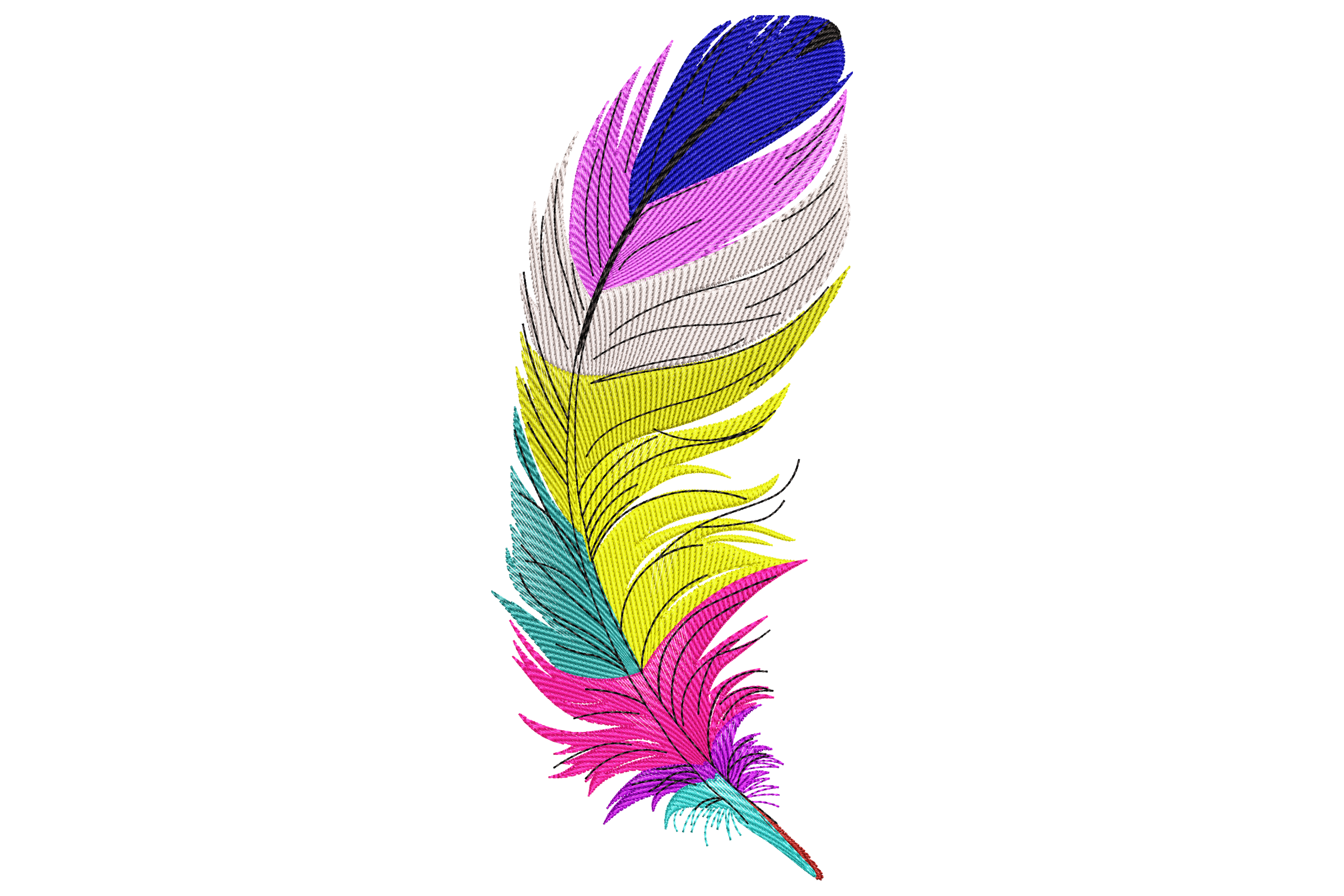 Colorful Feather Embroidery Design