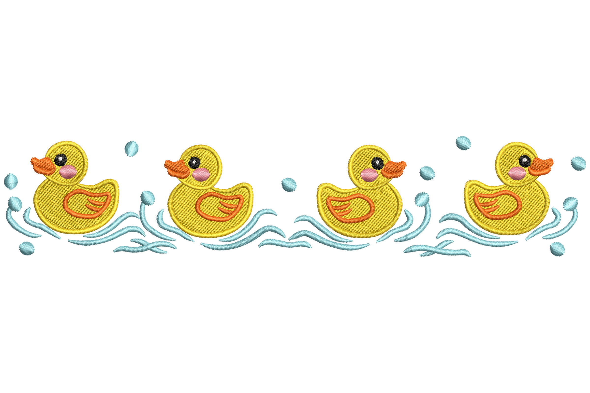 Cute Rubber Duck Border Embroidery Design