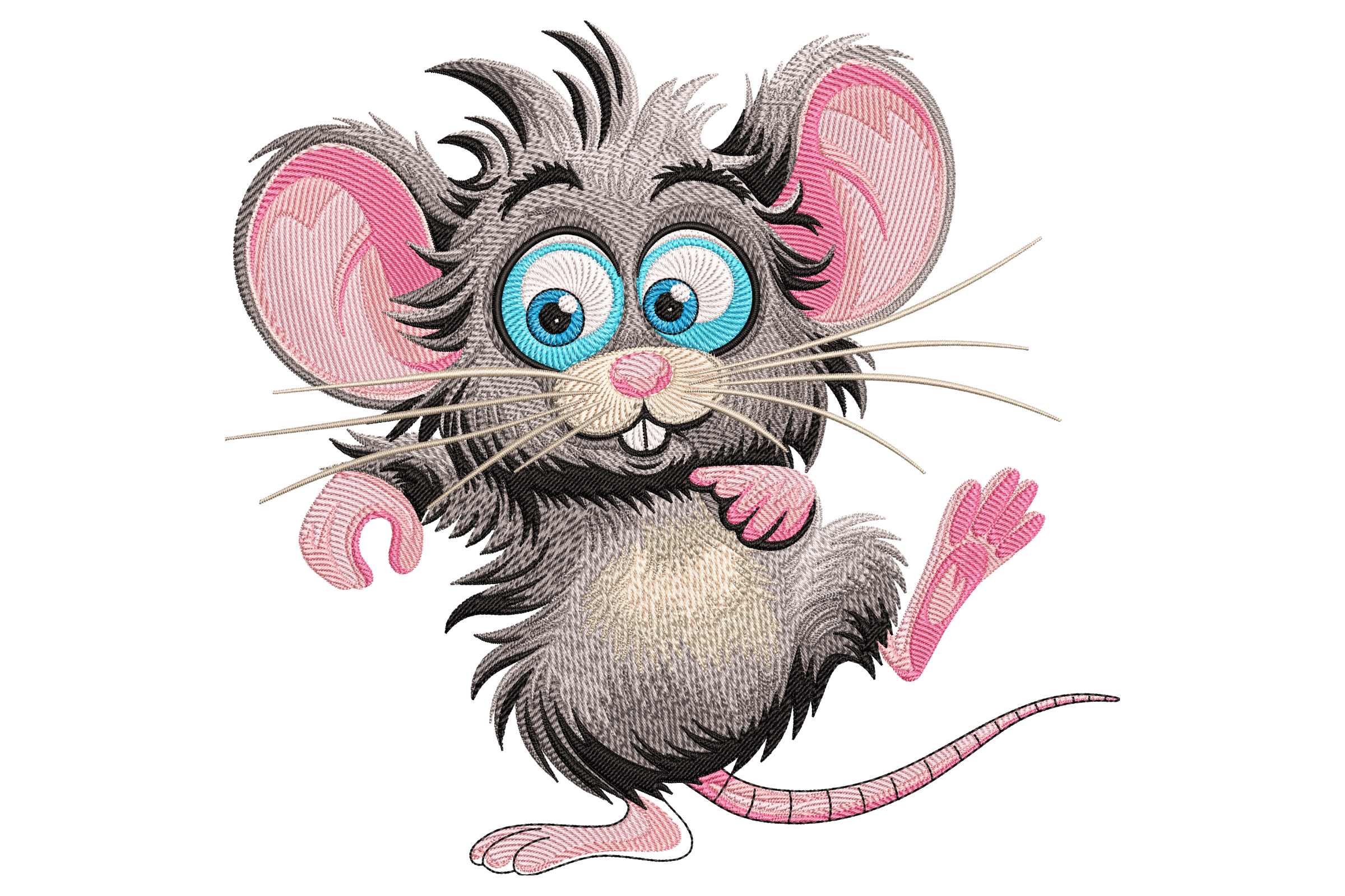 Dancing Cartoon Mouse Embroidery Design – Fun & Playful