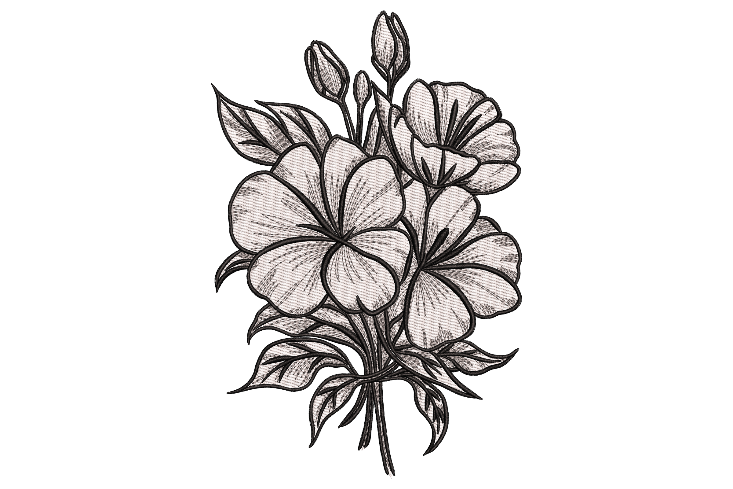 Elegant Blackwork Floral Embroidery Design
