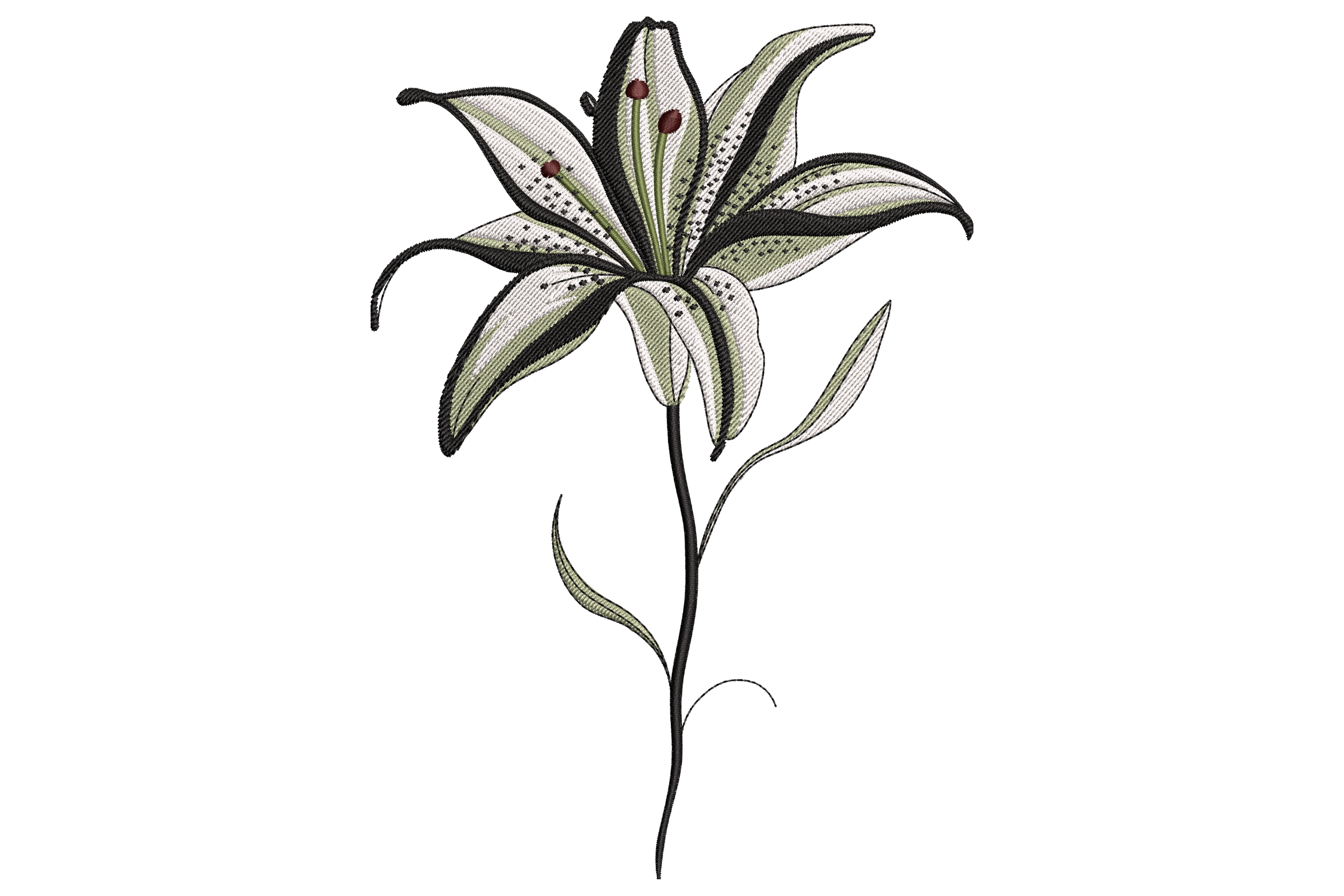 Elegant Lily Flower Embroidery Design – Graceful & Timeless