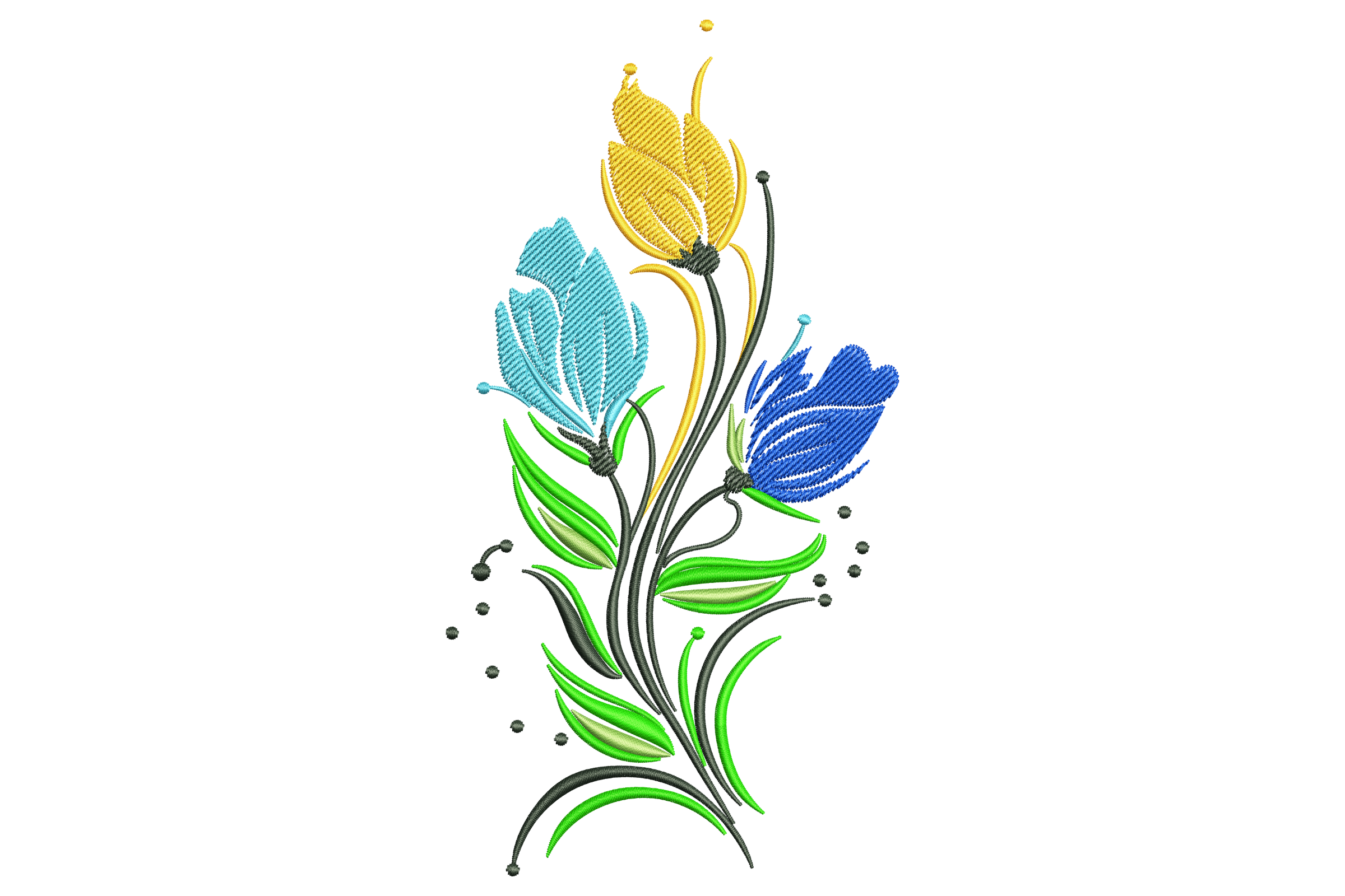 Free Elegant Trio Bloom Embroidery Design - Embroidery Lover