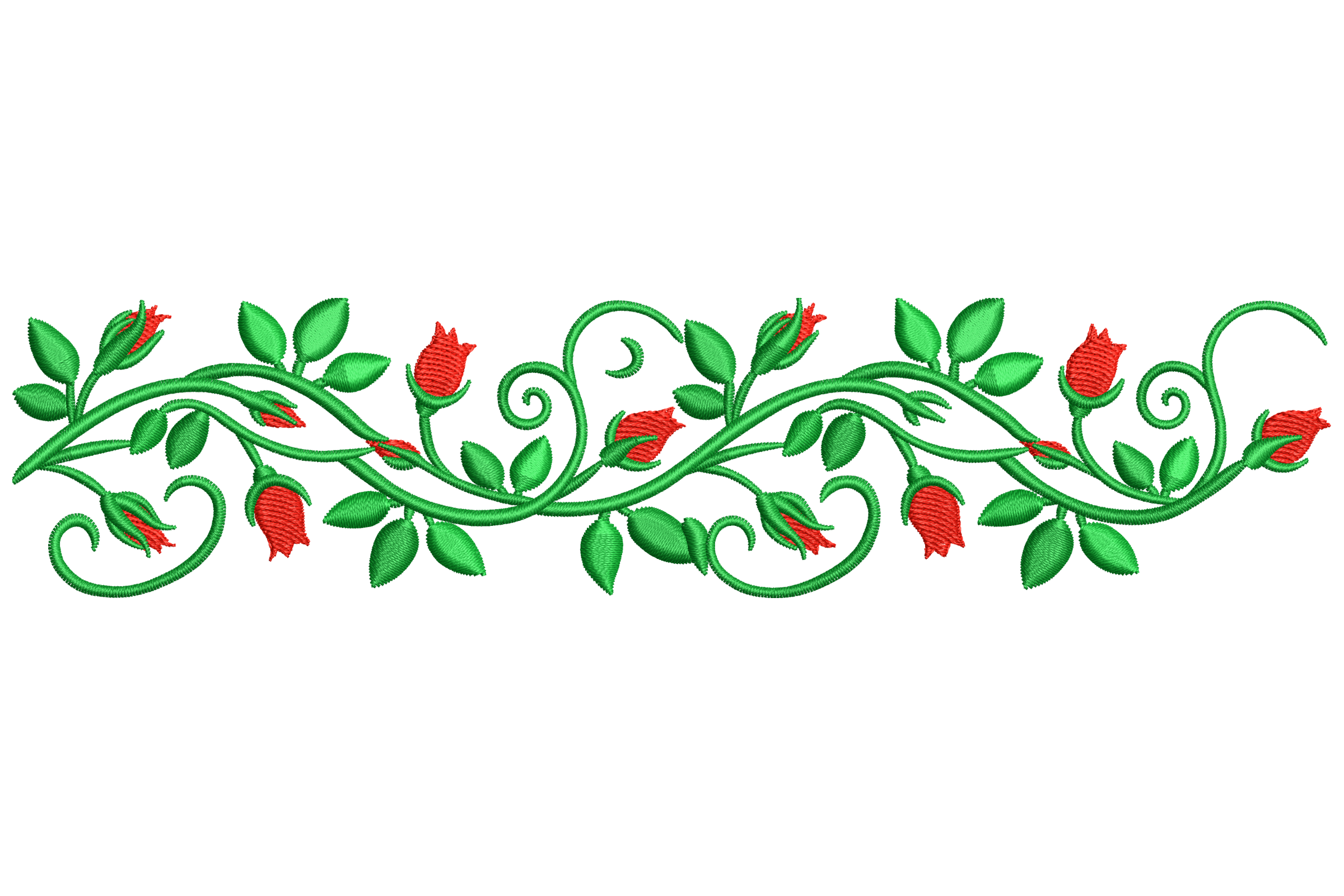 Floral Vine Border Embroidery Design – Elegant Edging