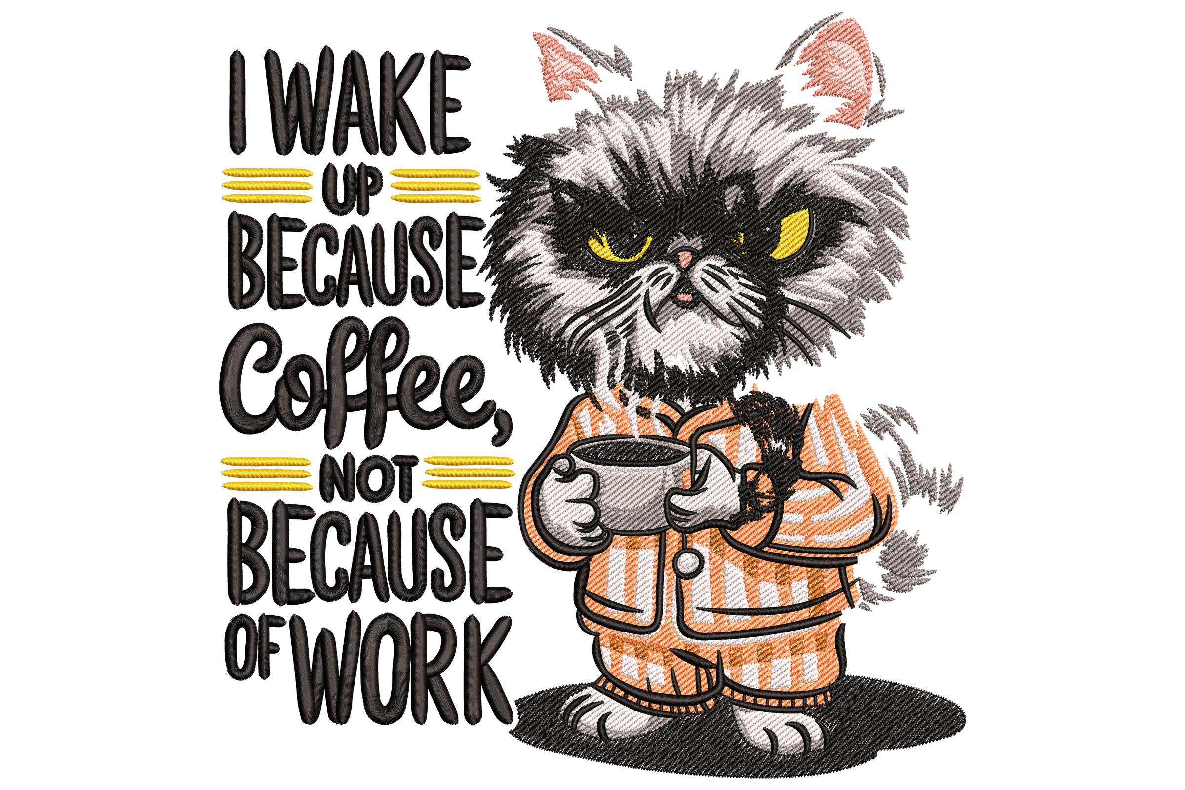 Free Grumpy Cat Coffee Embroidery Design - Embroidery Lover
