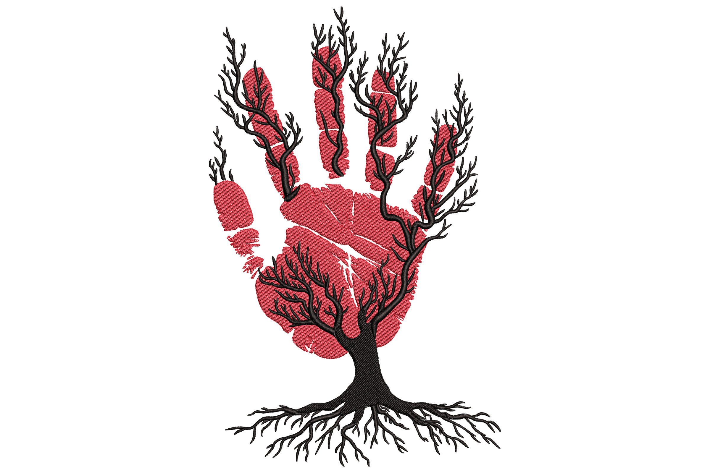 Handprint Tree Embroidery Design – Creative & Meaningful