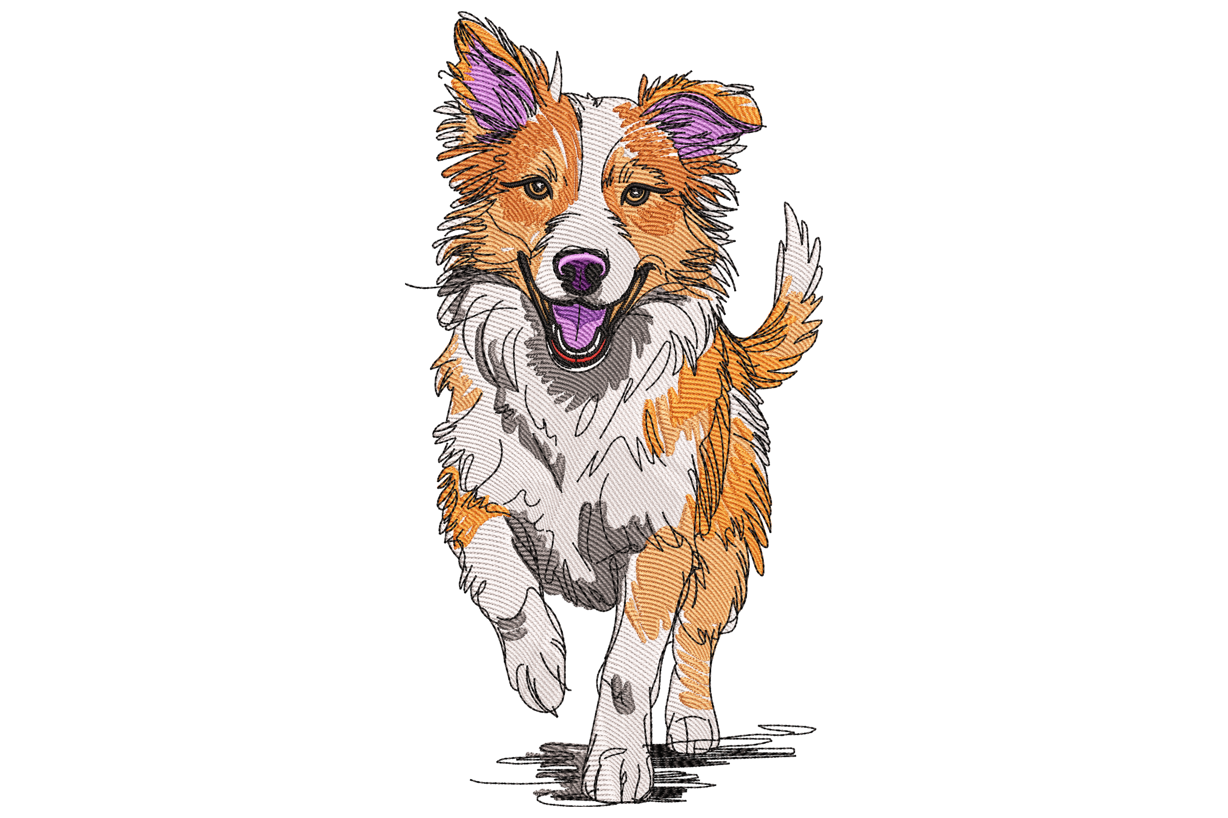 Happy Running Dog Embroidery Design – Joyful & Playful