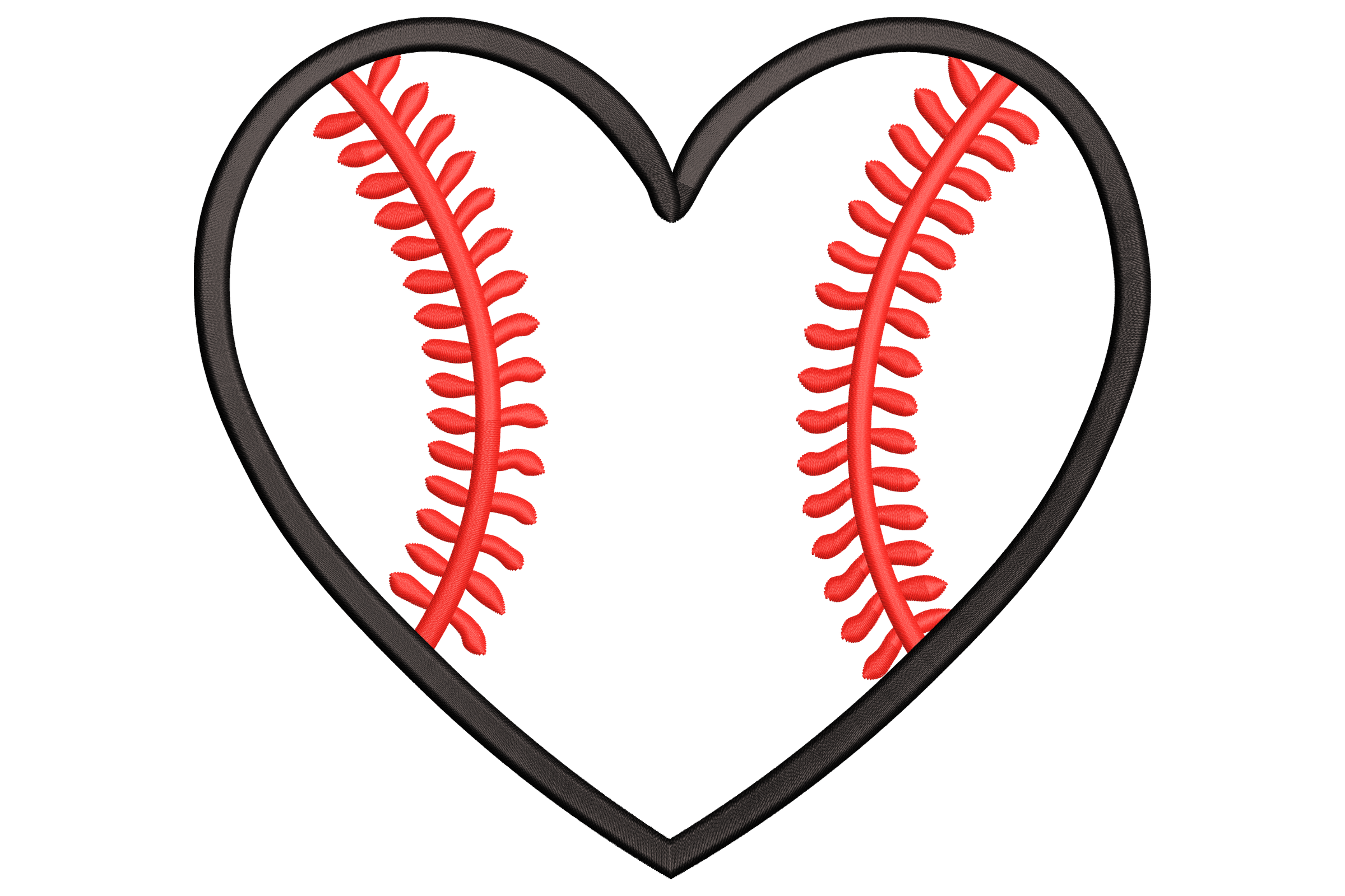 Heart-Shaped Baseball Stitch Embroidery Design