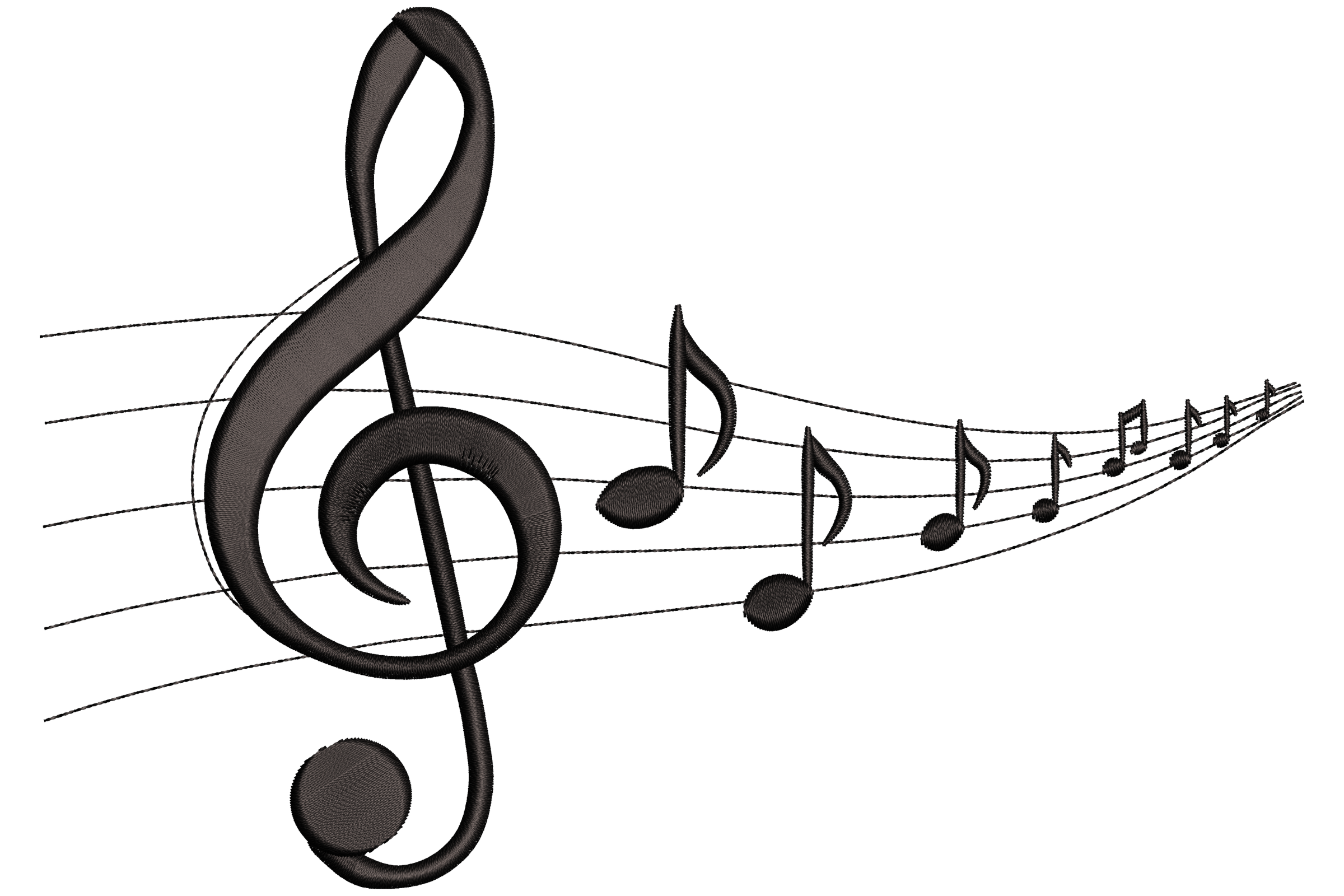 Musical Notes Line Embroidery Design