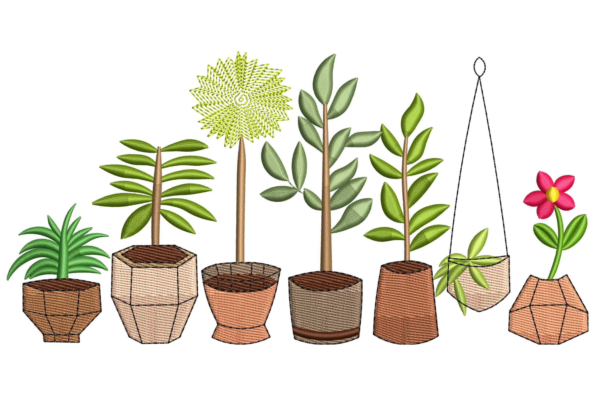 Free Potted Plants Embroidery Design - Embroidery Lover
