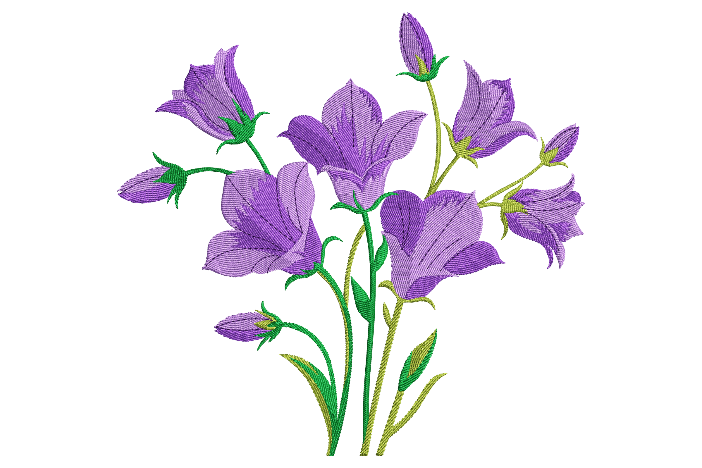 Free Purple Bellflower Embroidery Design - Embroidery Lover