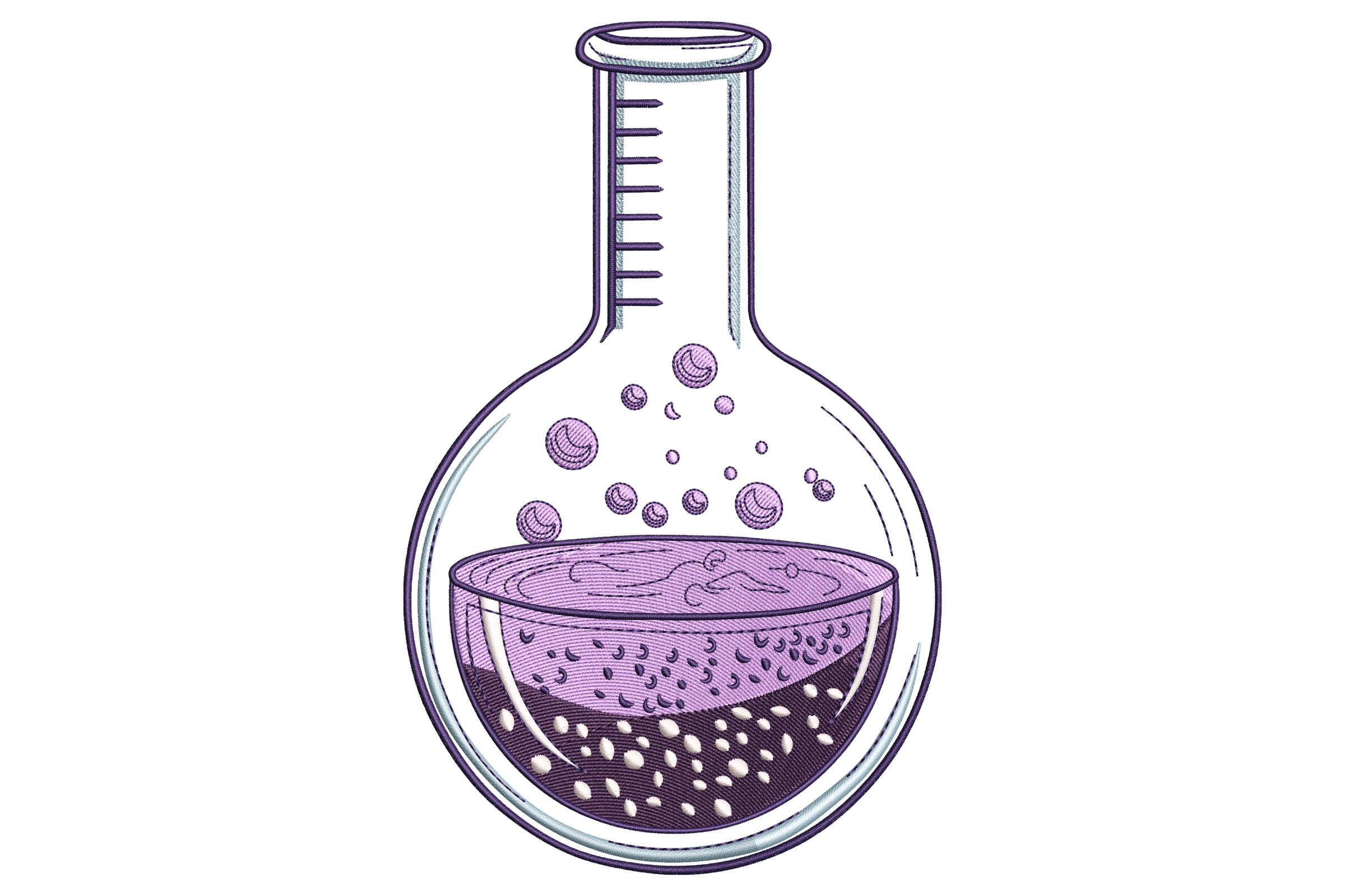 Purple Chemical Flask Embroidery Design – Fun & Scientific