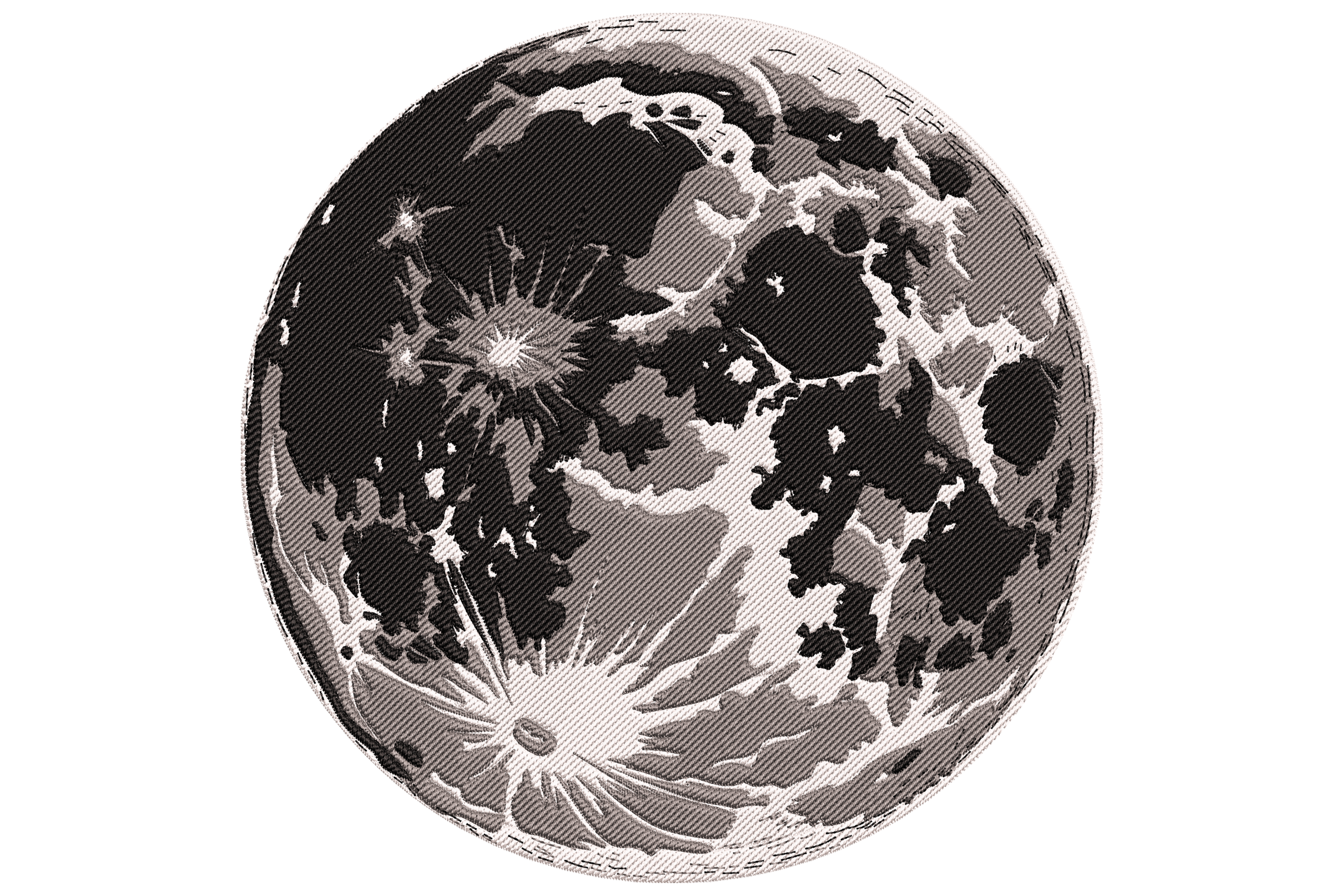 Realistic Moon Surface Embroidery Design - Embroidery Lover