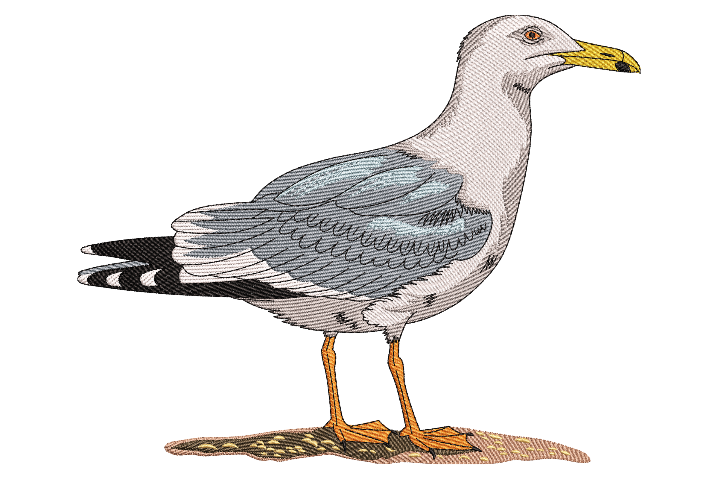 Free Seagull Standing Embroidery Design - Embroidery Lover