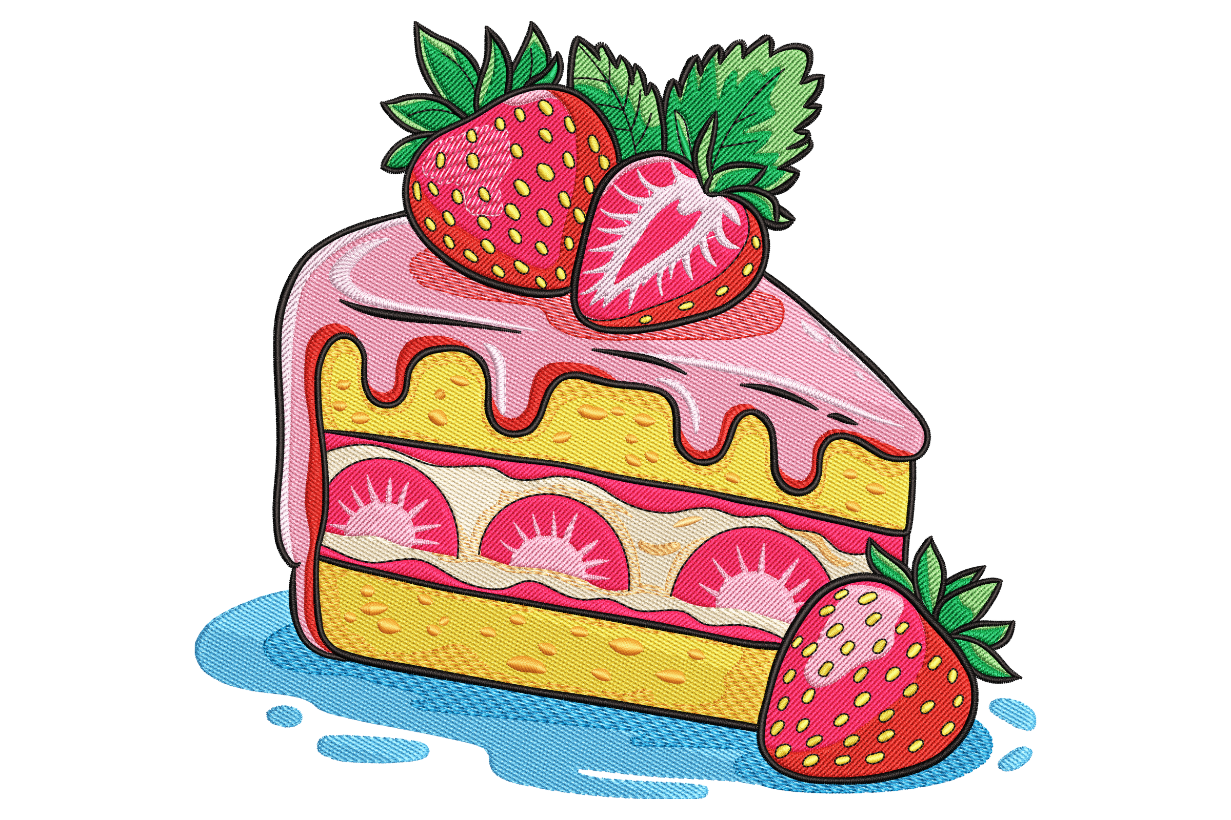 Strawberry Shortcake Slice Embroidery Design – Sweet & Fun