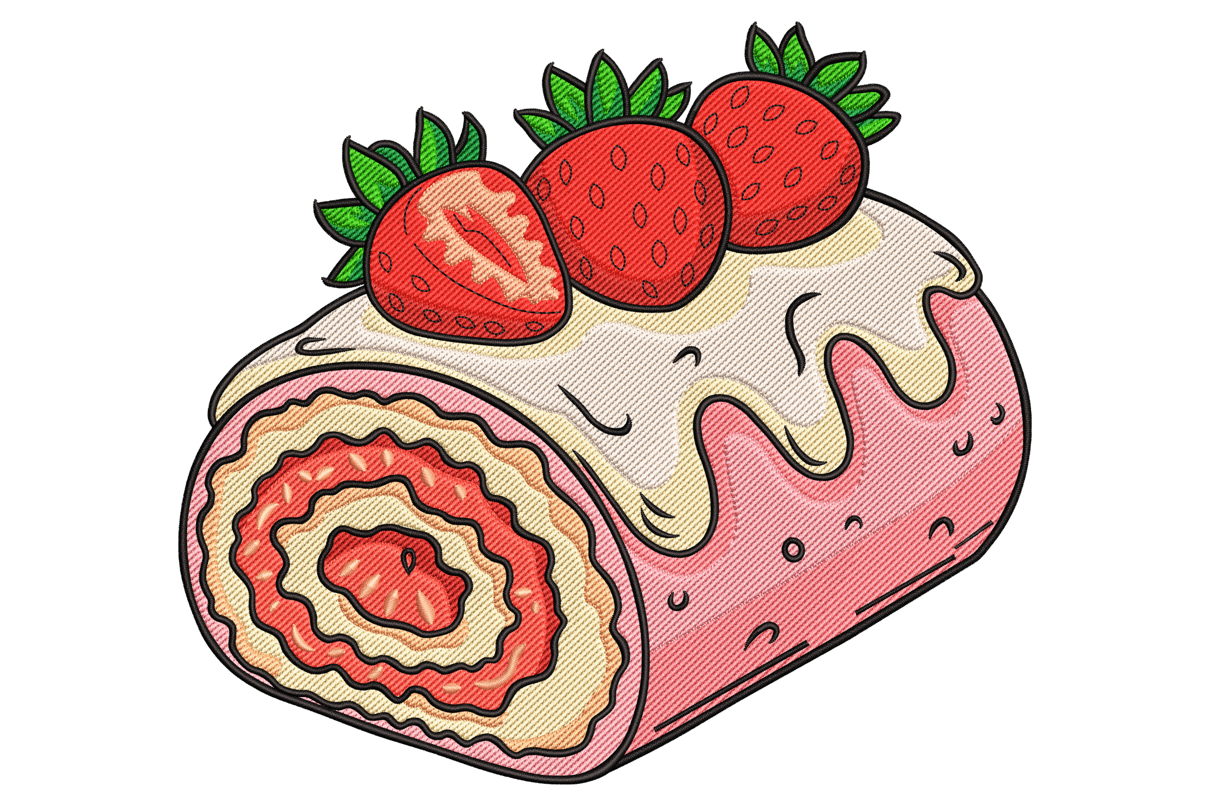 Free Strawberry Swiss Roll Embroidery Design